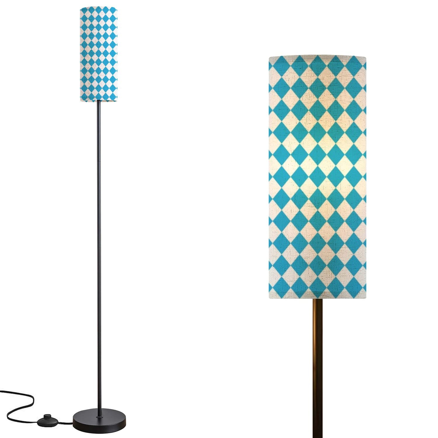 Modern Standing Lamps blue rhombus Dimmable Floor Lamp Metal Pole Lamp ...