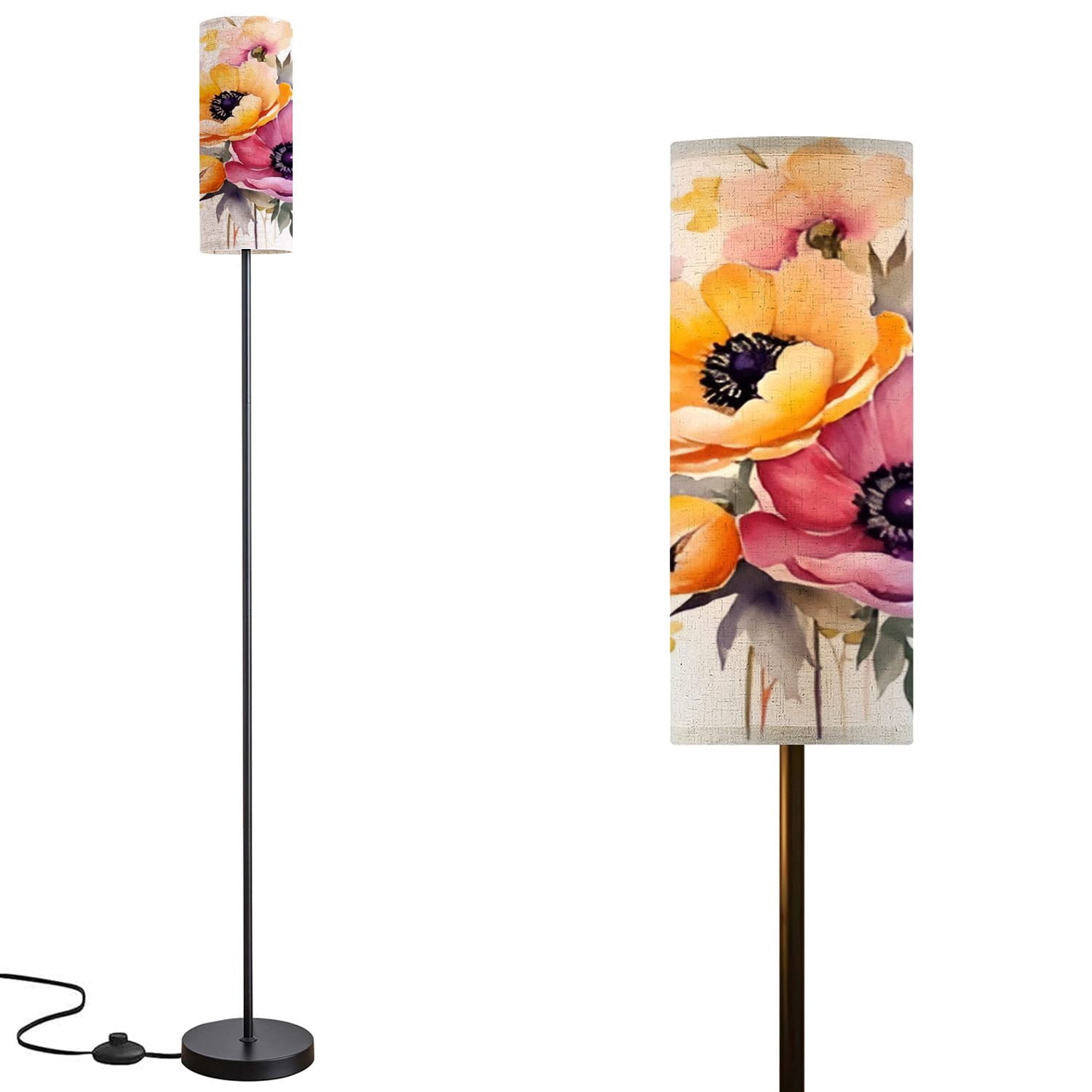 Modern Standing Lamps bouquet flowers blue purple Dimmable Floor Lamp ...