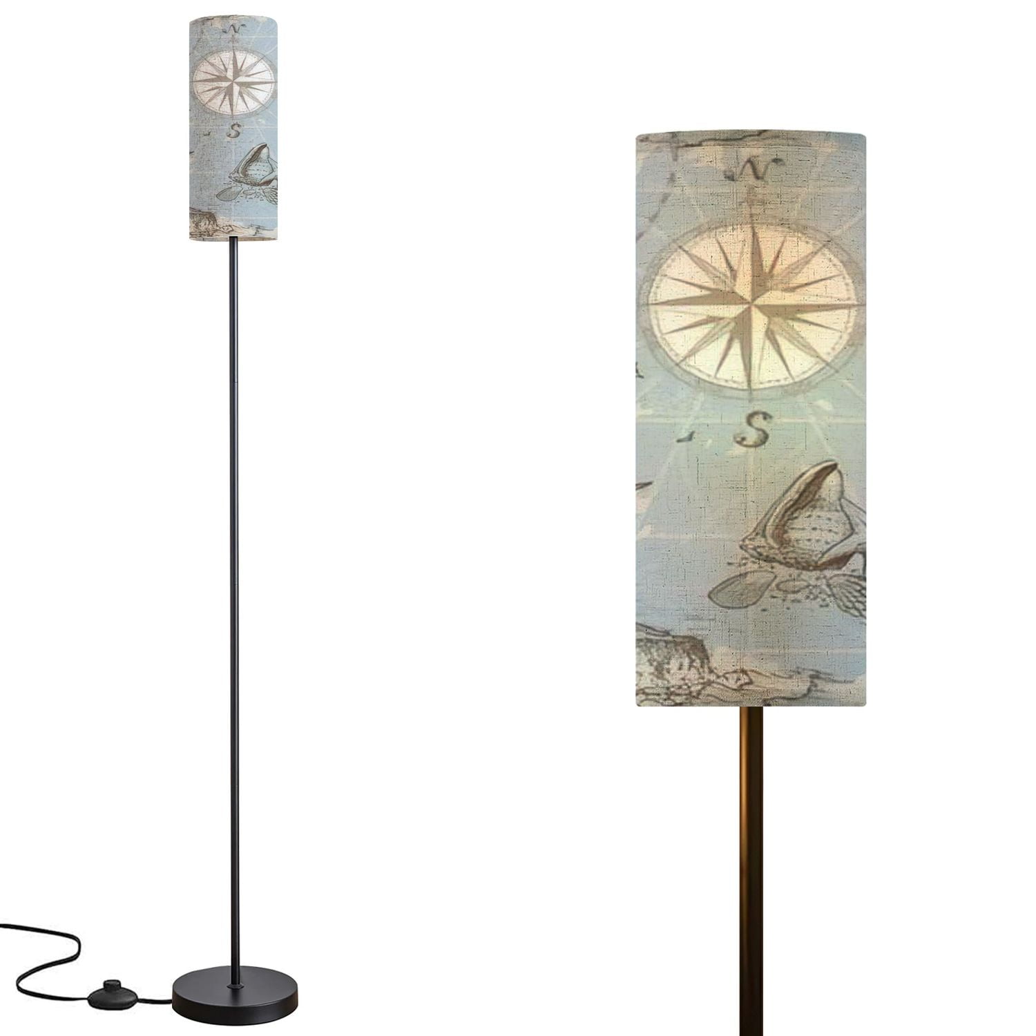 Modern Standing Lamps drawn seamless sea map compass lighthouse anchor ...