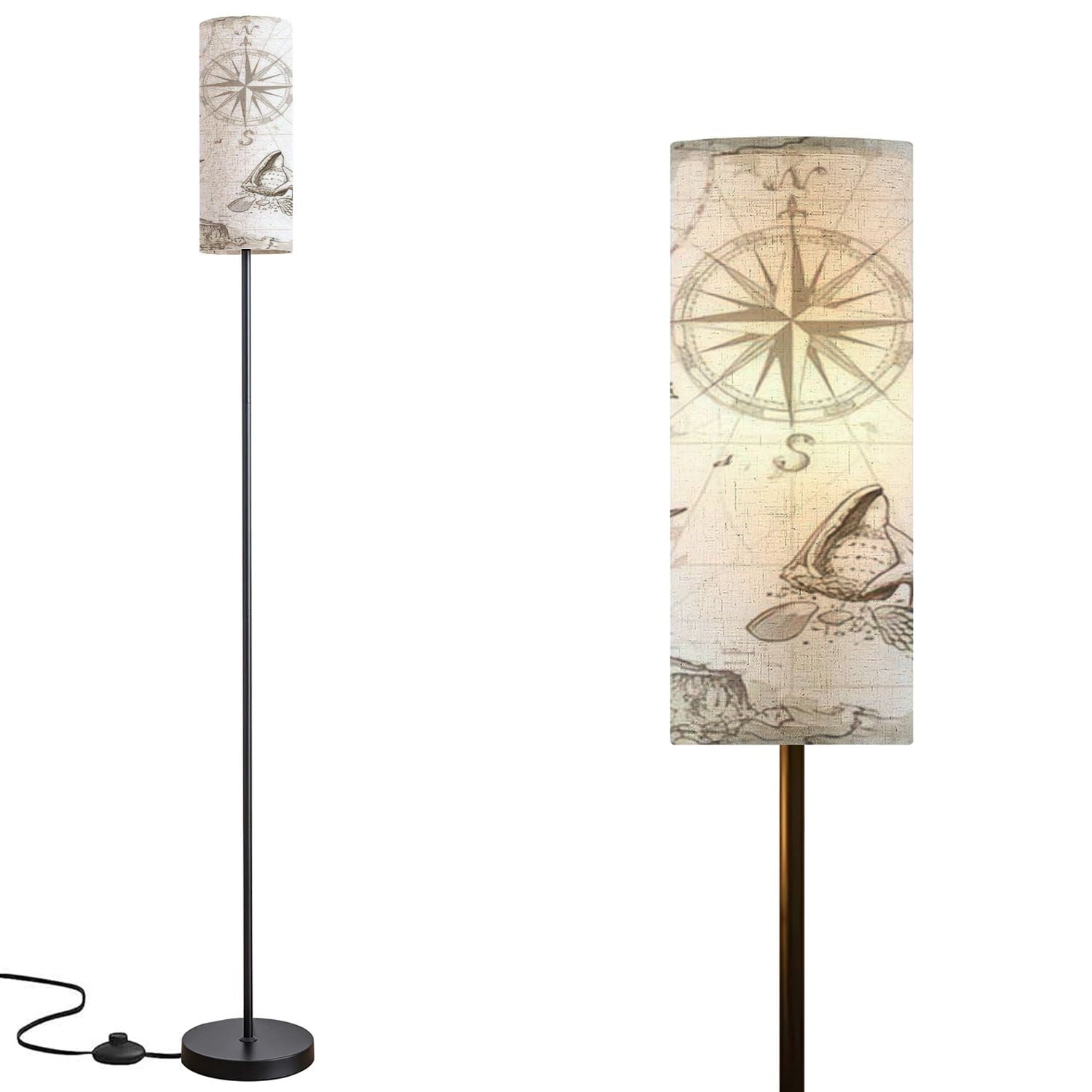 Modern Standing Lamps drawn seamless sea map compass lighthouse anchor ...