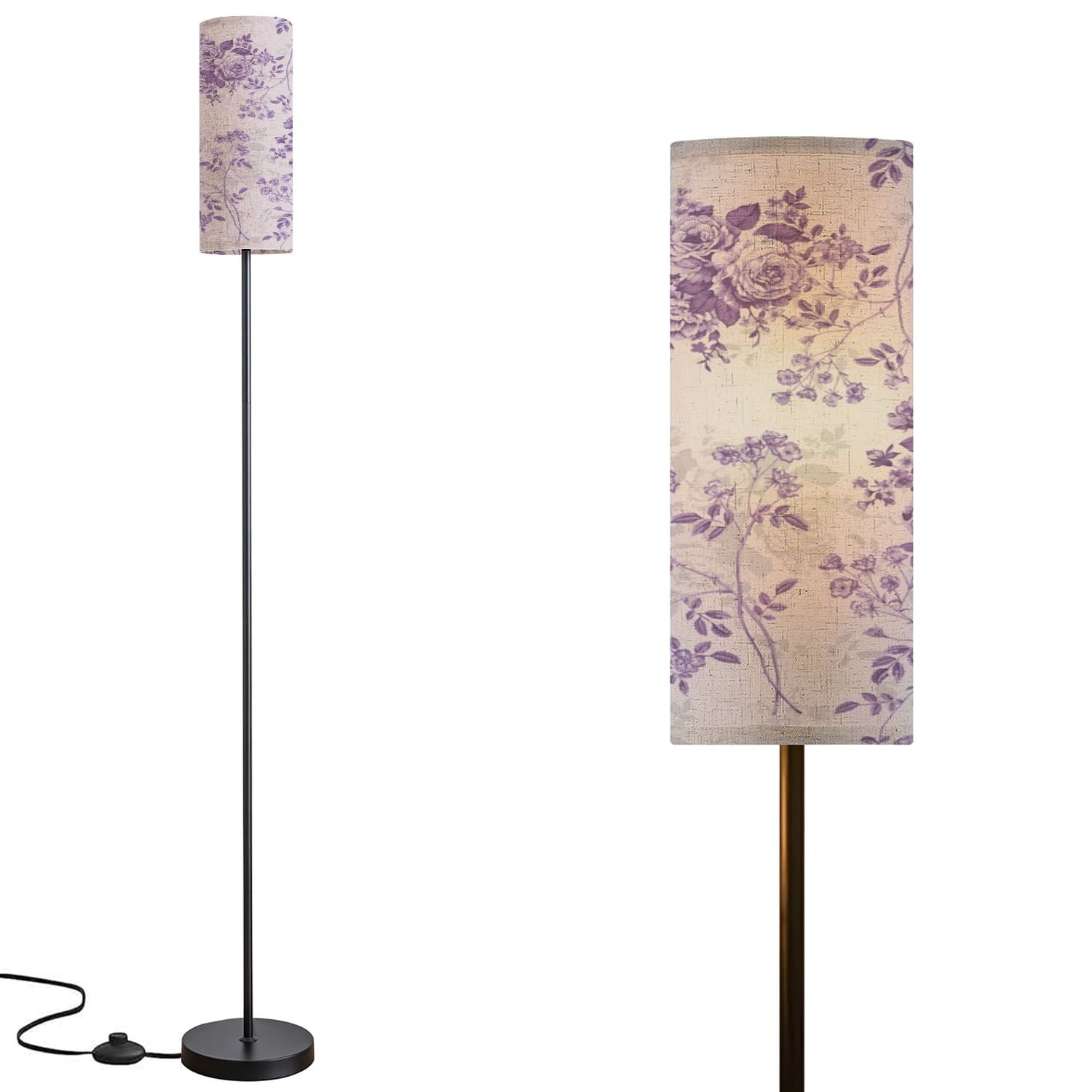 Modern Standing Lamps is map floral pattern shades purple lilac violet ...