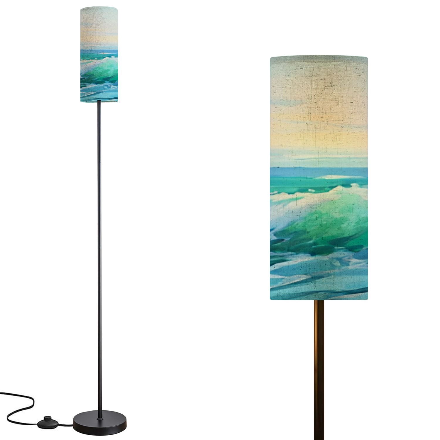 Modern Standing Lamps morning mediterranean sea wave by oil canvas ...