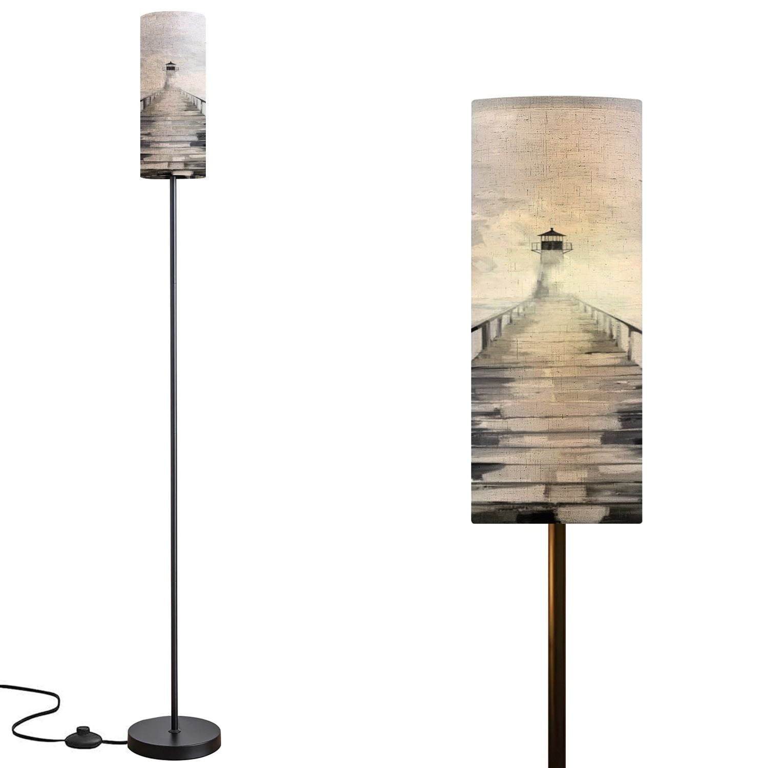 Modern Standing Lamps oil seaside pier lighthouse neutral colors modern ...