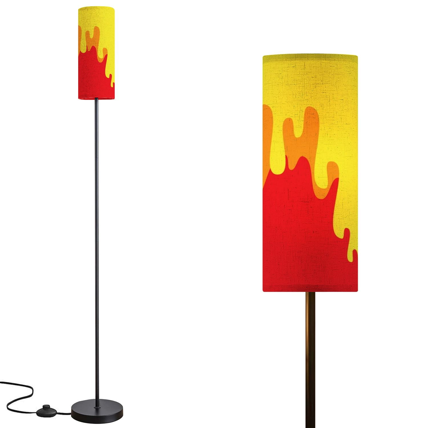 Modern Standing Lamps paint motif abstract red orange yellow Dimmable ...