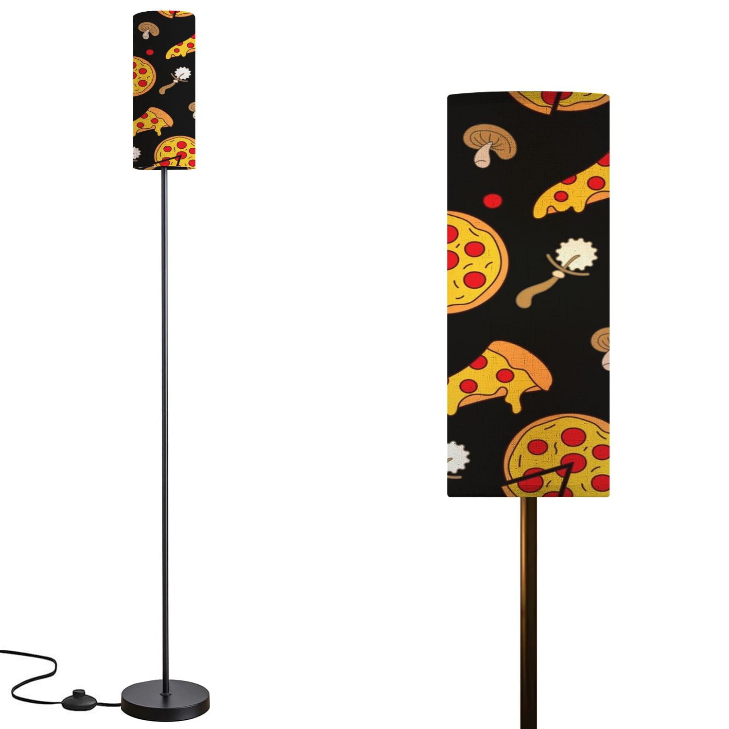 Modern Standing Lamps pizza food seamless pattern black flat Dimmable ...