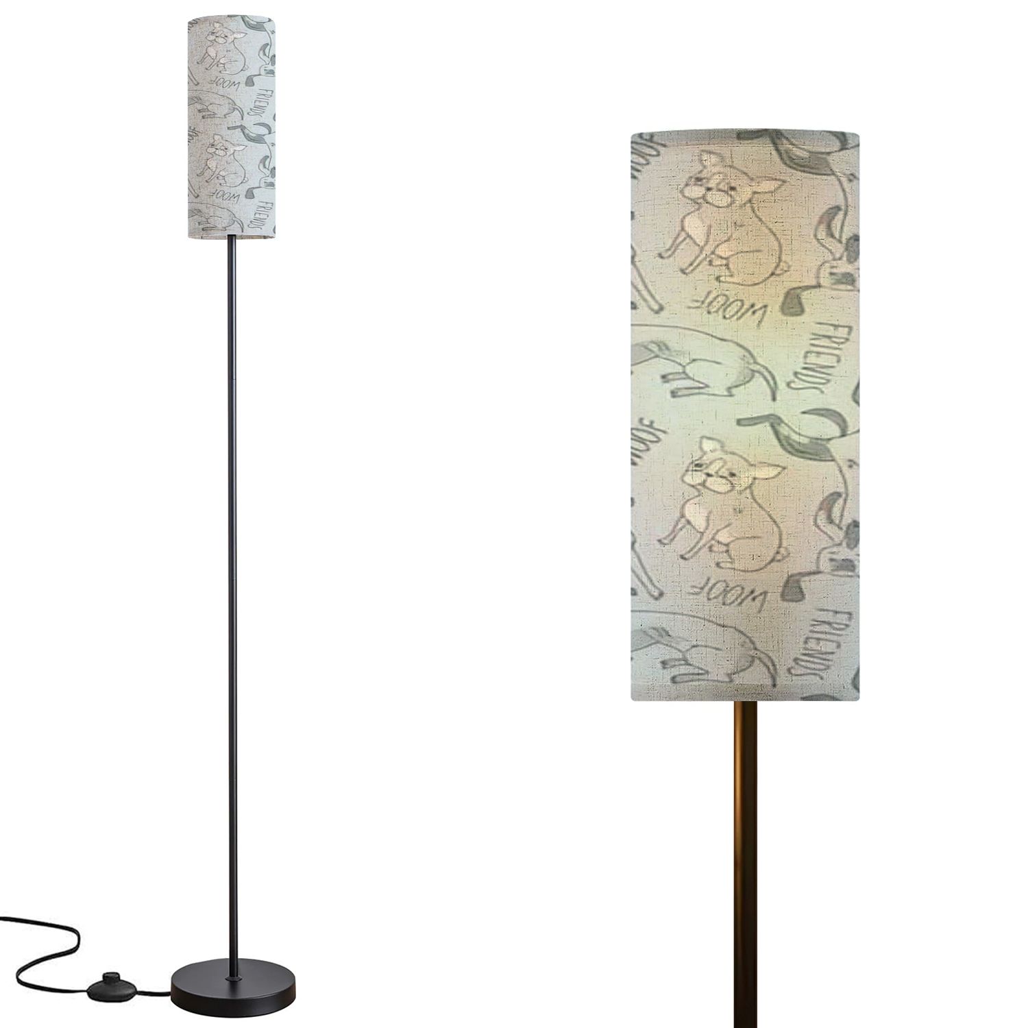 Modern Standing Lamps seamless dogs different breeds Funny hand ...