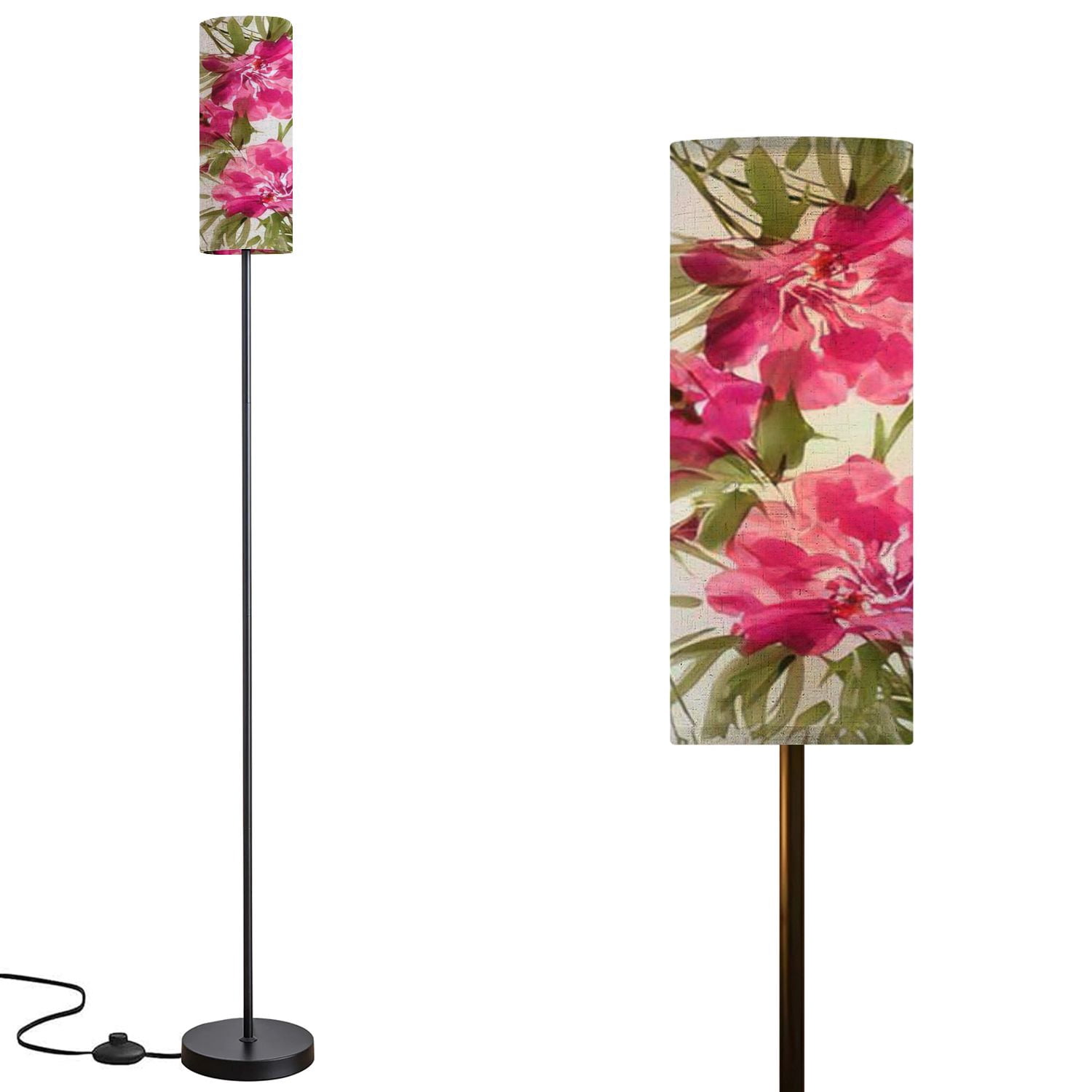 Modern Standing Lamps seamless flowers Dimmable Floor Lamp Metal Pole ...