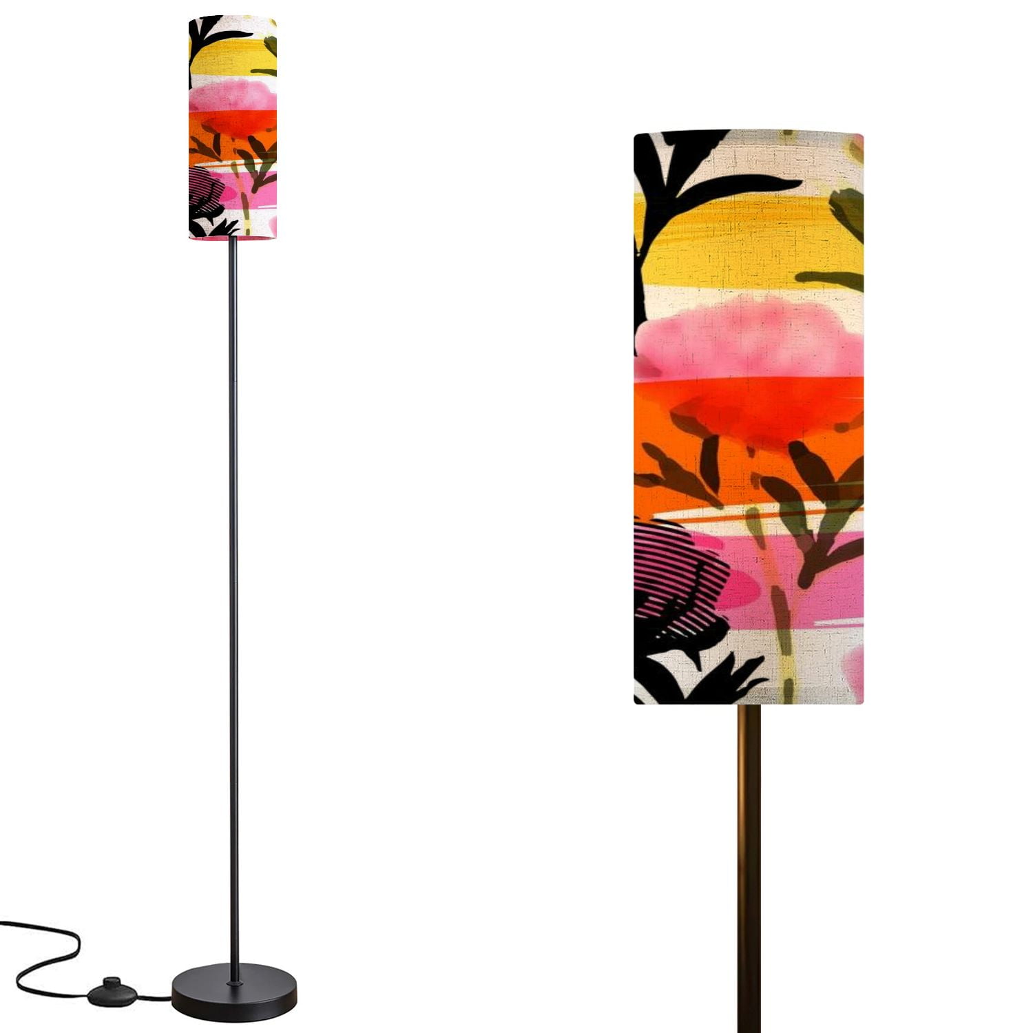 Modern Standing Lamps seamless pattern abstract flowers Dimmable Floor ...