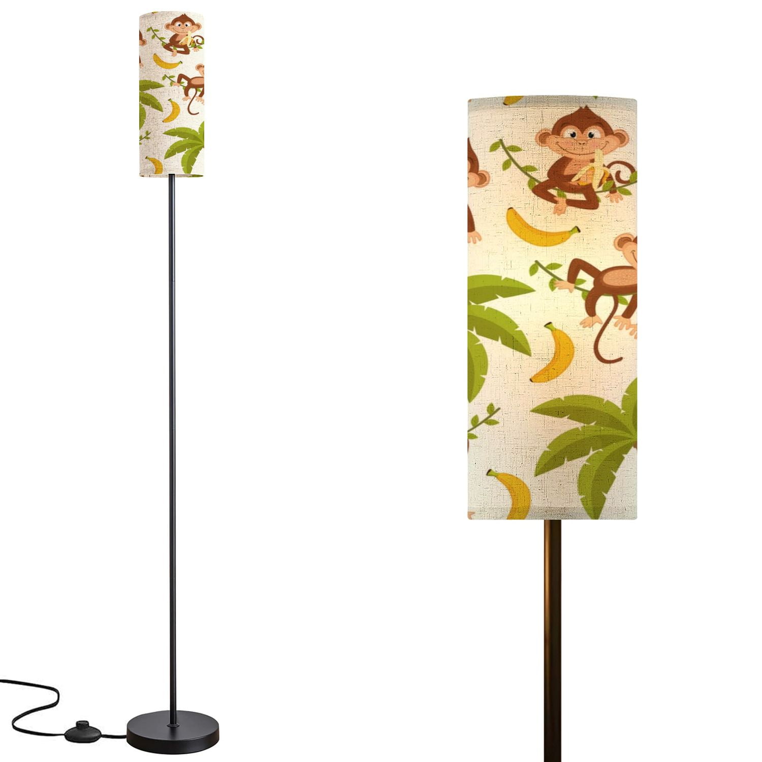 Modern Standing Lamps seamless pattern monkey palm tree Dimmable Floor ...