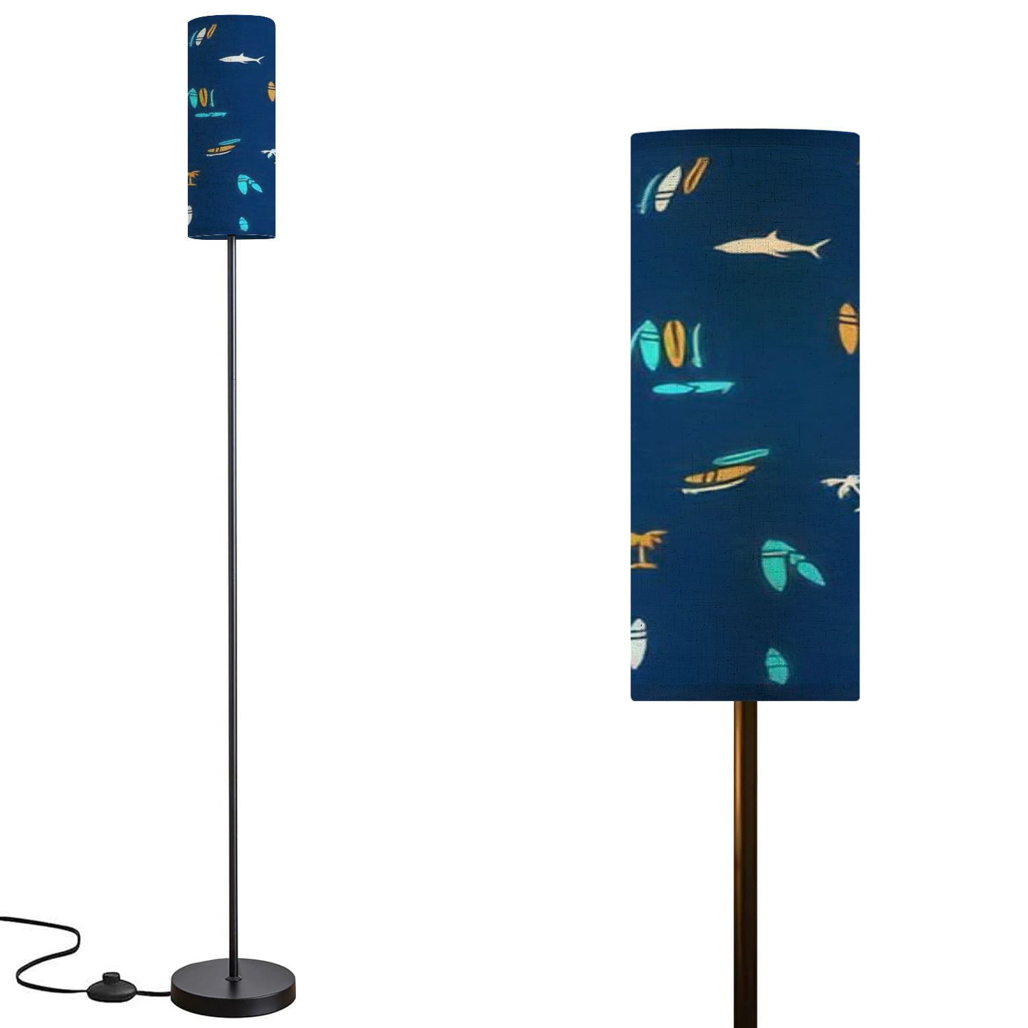 Modern Standing Lamps seamless shark palm tree surfing nautical ...