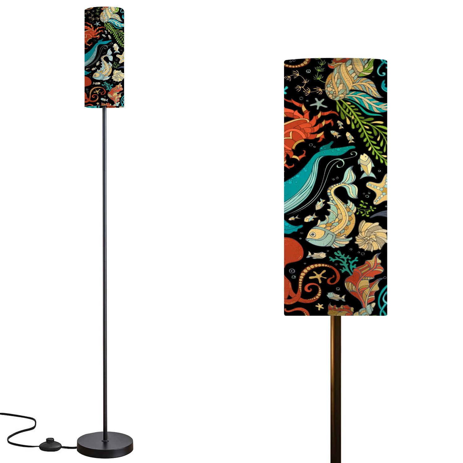 Modern Standing Lamps seamless wild pattern Colorful octopus whale ...