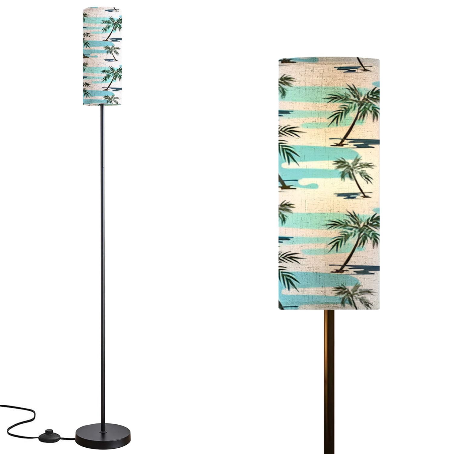 Modern Standing Lamps summer palm trees pattern Dimmable Floor Lamp ...
