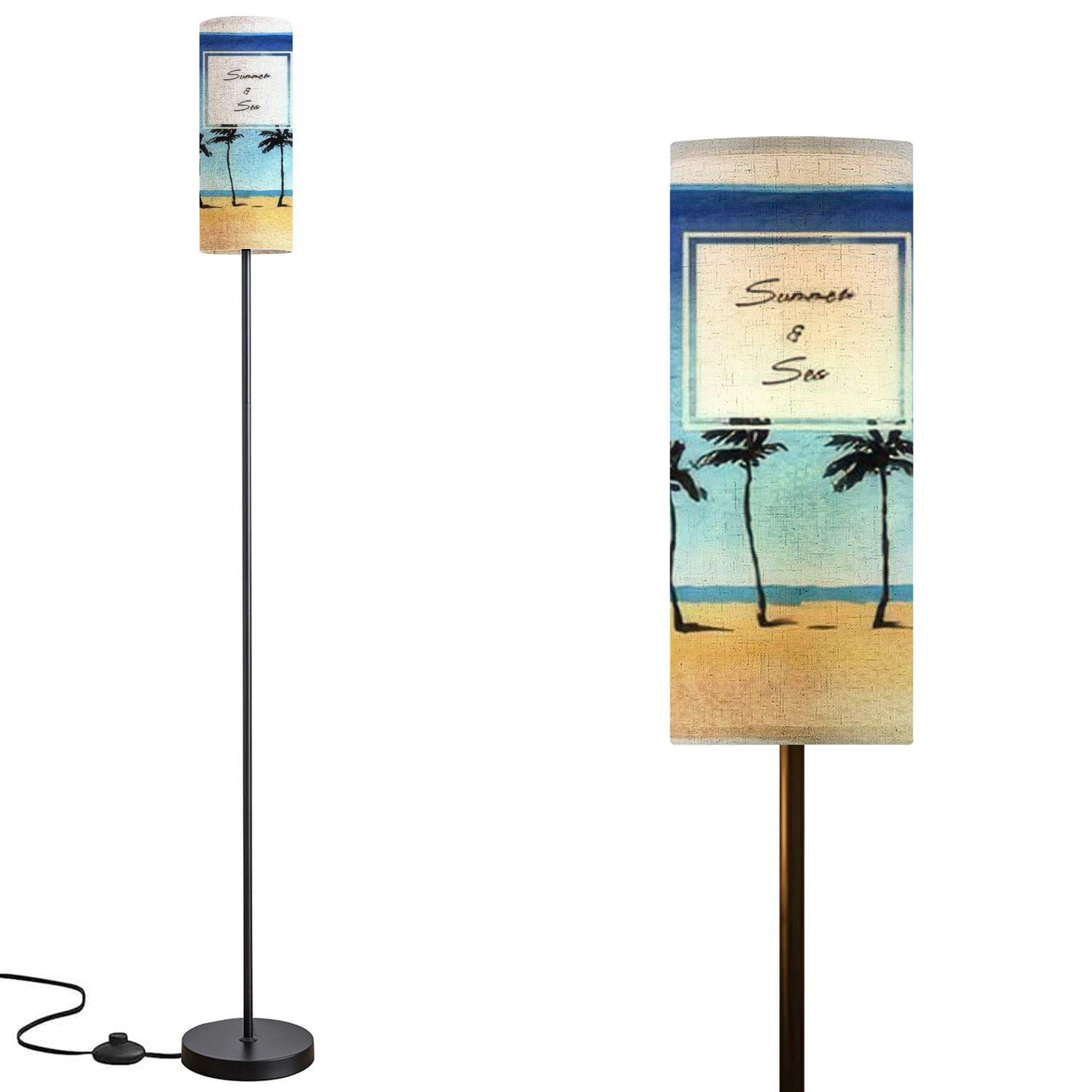 Modern Standing Lamps watercolor sea beach poster art Dimmable Floor ...