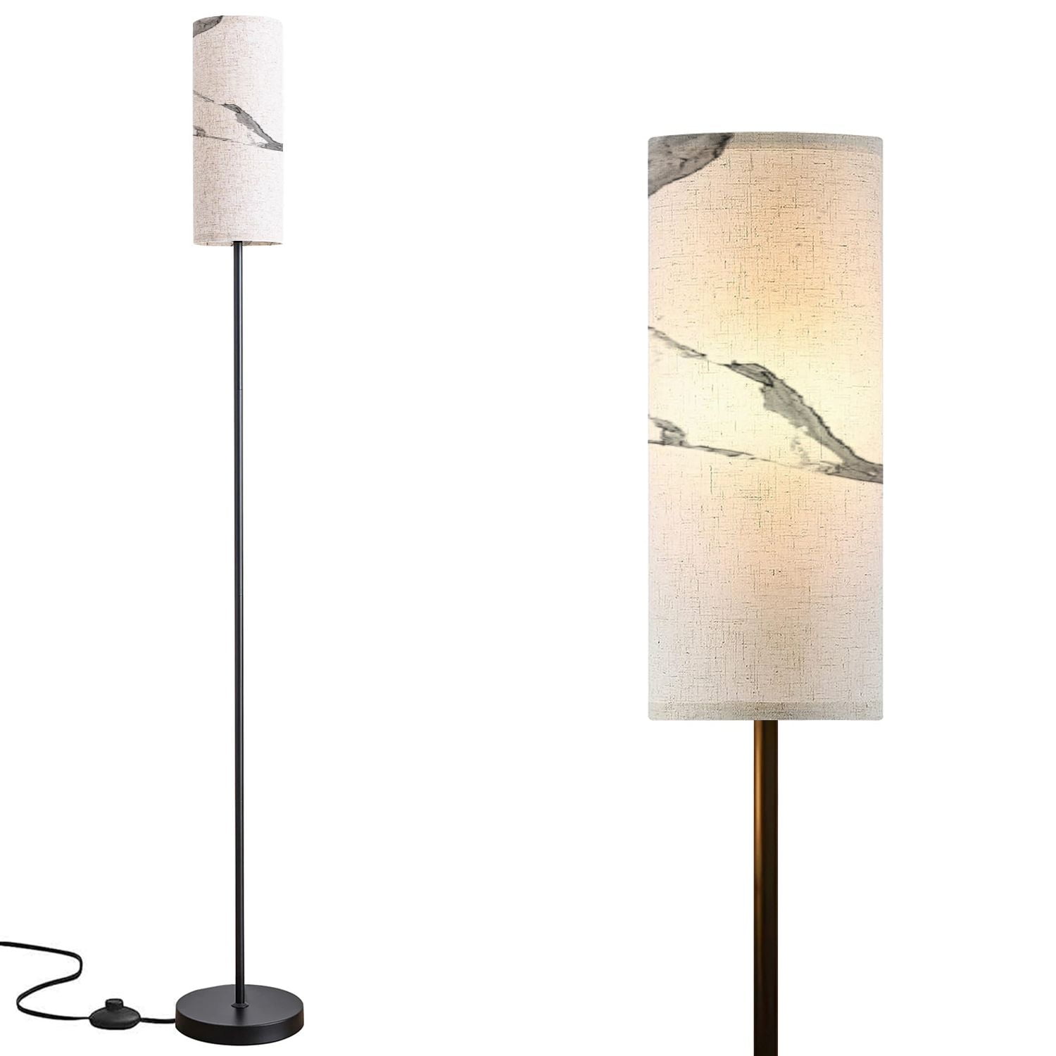 Modern Standing Lamps white calacatta marble texture Dimmable Floor ...
