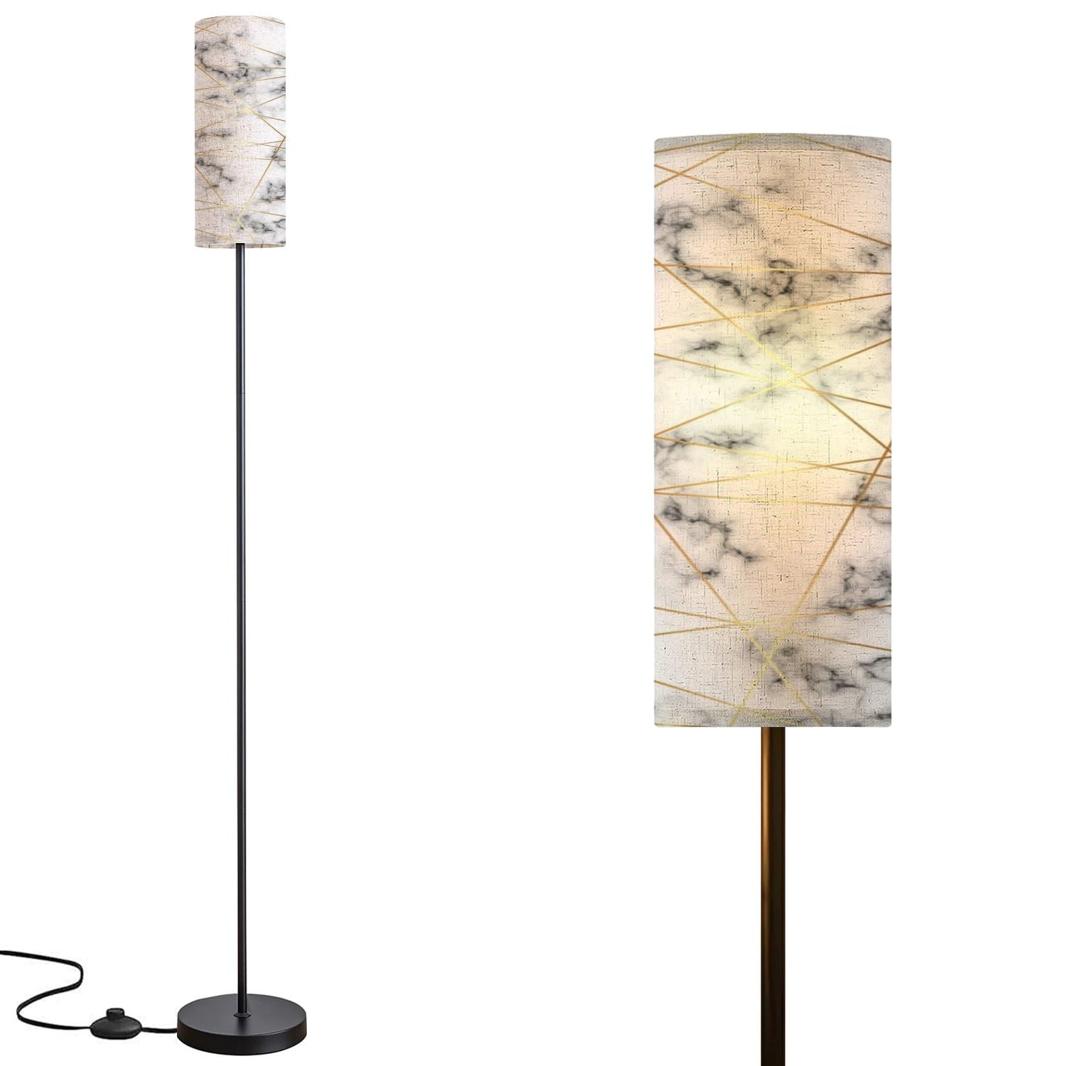 Modern Standing Lamps white marble gold lines geometric shapes polygons ...
