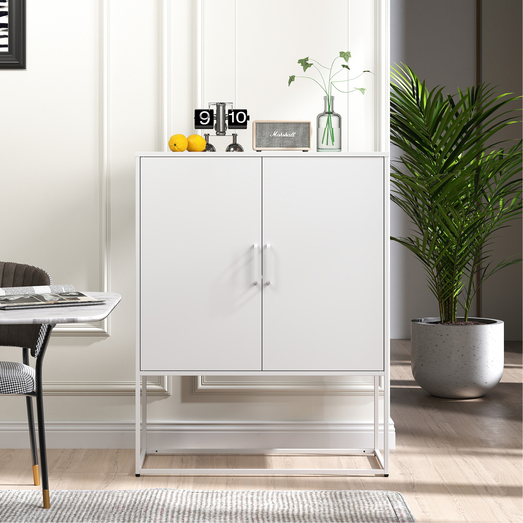 Modern Steel Storage Cabinet With 2 Shelves. Metal Construction. And ...