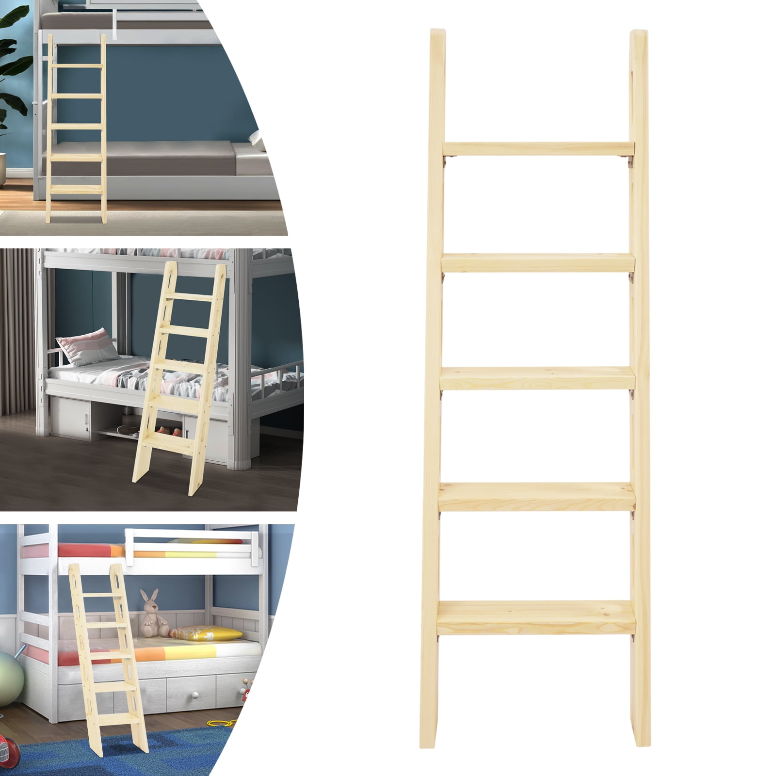 Modern Step Ladder Solid Wood 5 Steps FreeStanding Wood Bed Ladder 18. ...