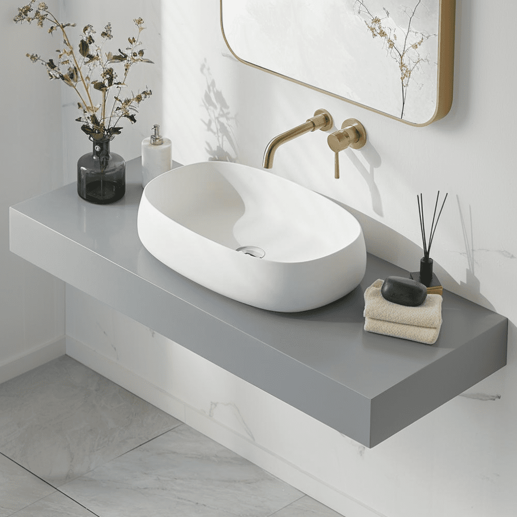 Modern Stone Resin Vessel Sink with Matte Finish, Easy Clean Design ...