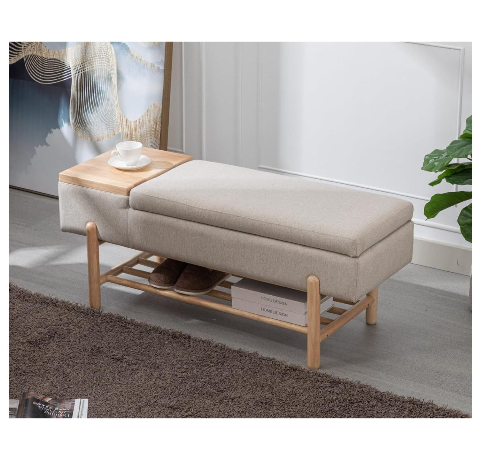 Modern Storage Bench for Bedroom End of Bed Upholstered Ottoman Bench ...