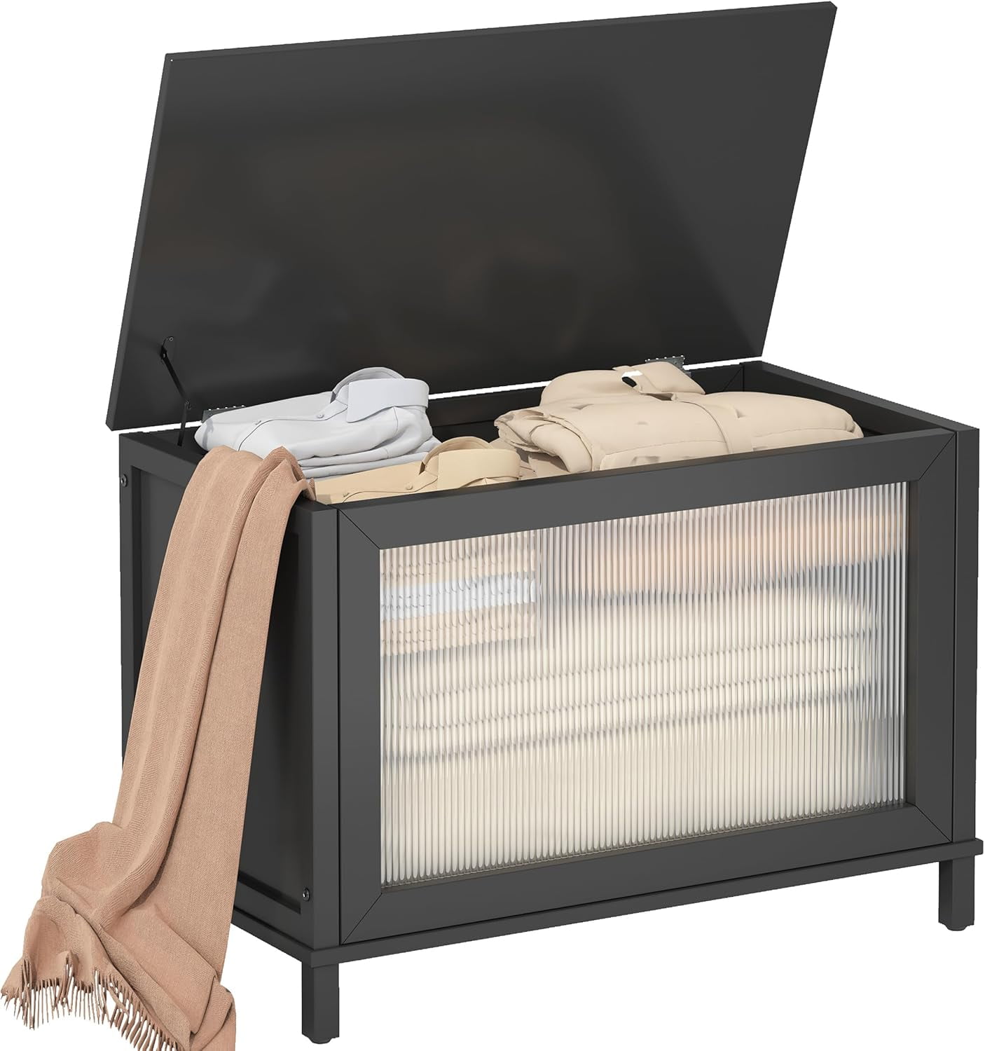 Modern Storage Bench, Wood Storage Chest with Safety Hinge, Entryway ...