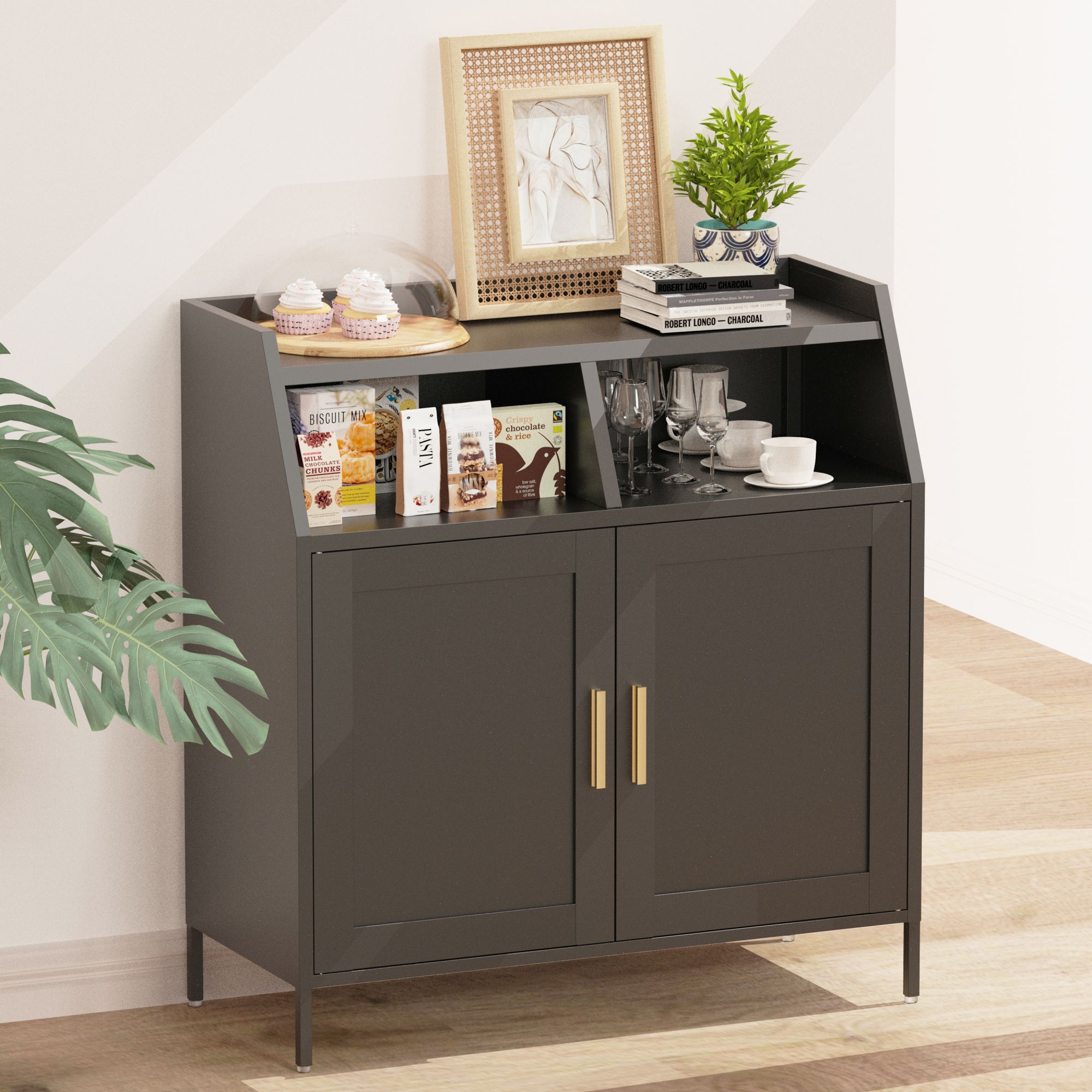 Modern Storage Cabinet With Adjustable Shelves Large Storage Space ...