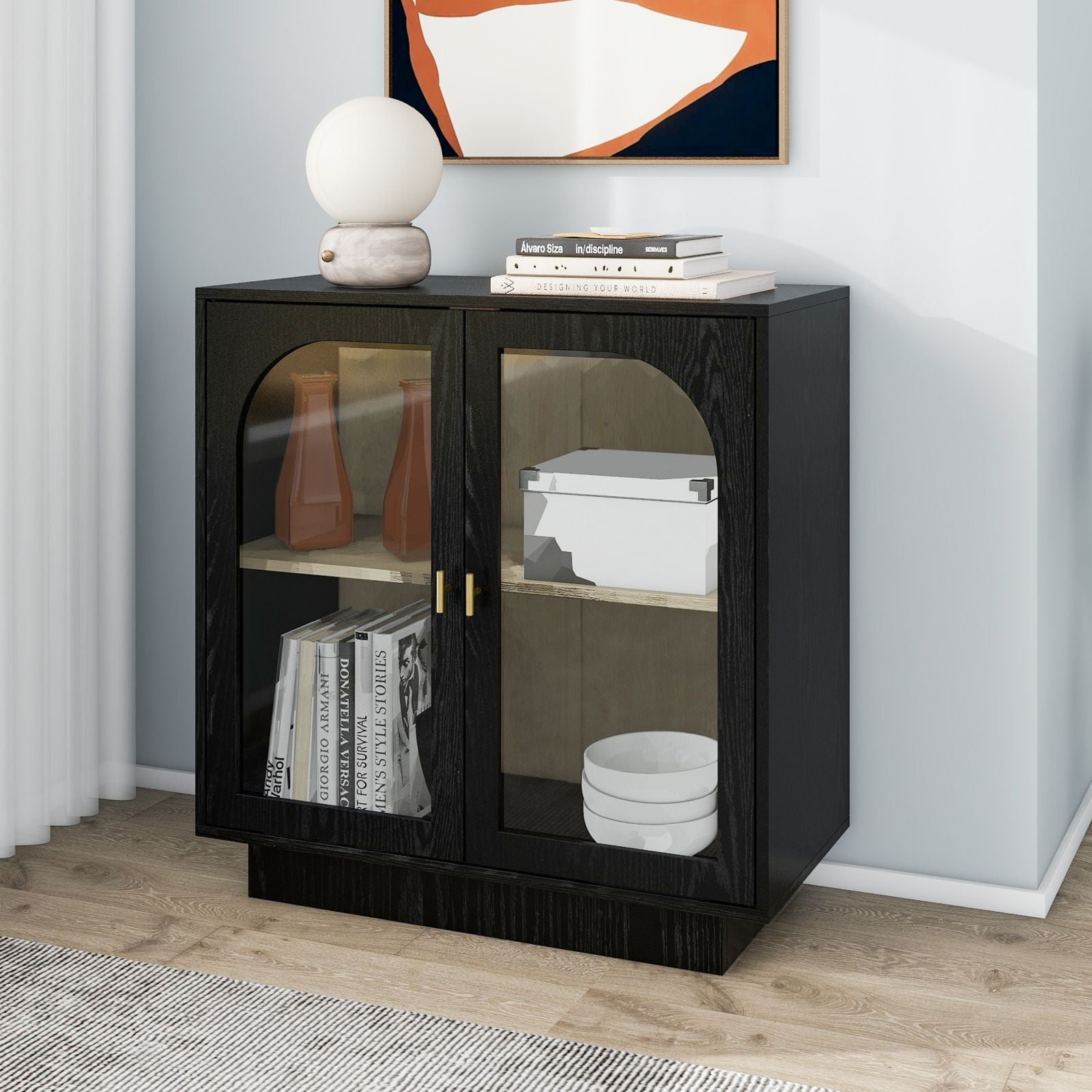 Modern Storage Cabinet With Transparent Acrylic Door Panel Adjustable ...