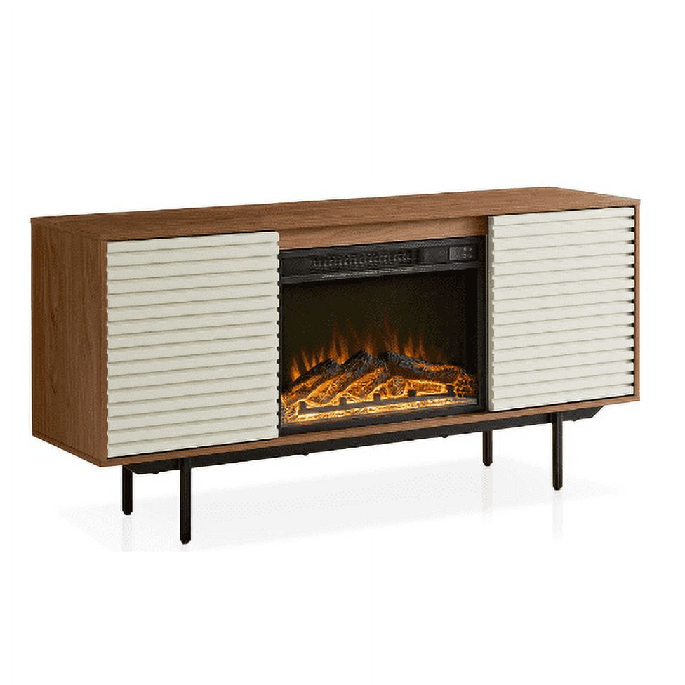 Modern Storage Cabinet with a Fireplace Stove, Multifunctional TV Stand ...