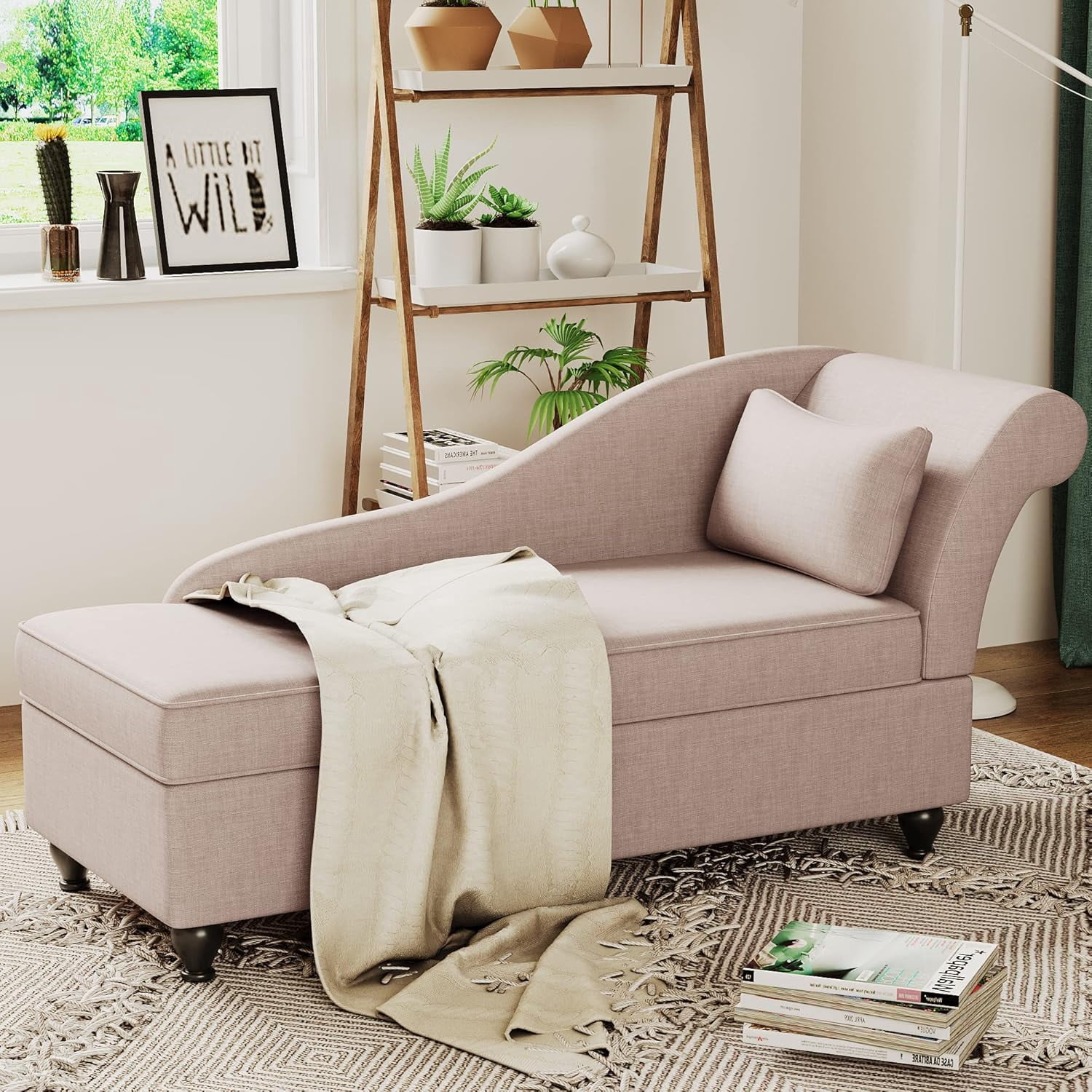 Modern Storage Chaise Lounge Indoor Fabric Chaise Lounges Chair Sleeper ...