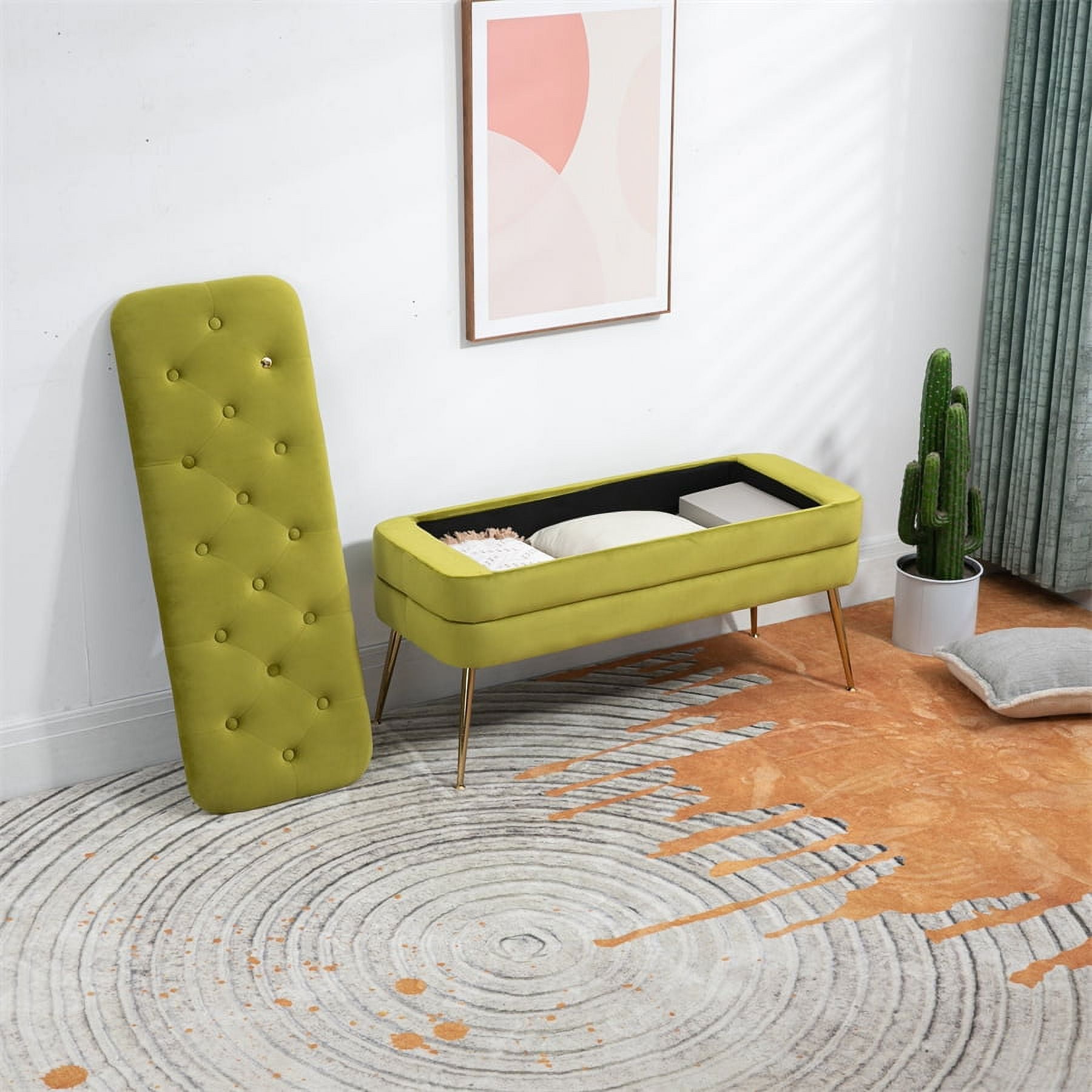 Modern Storage Ottoman, End of Bench for Bedroom, Upholstered Storage ...