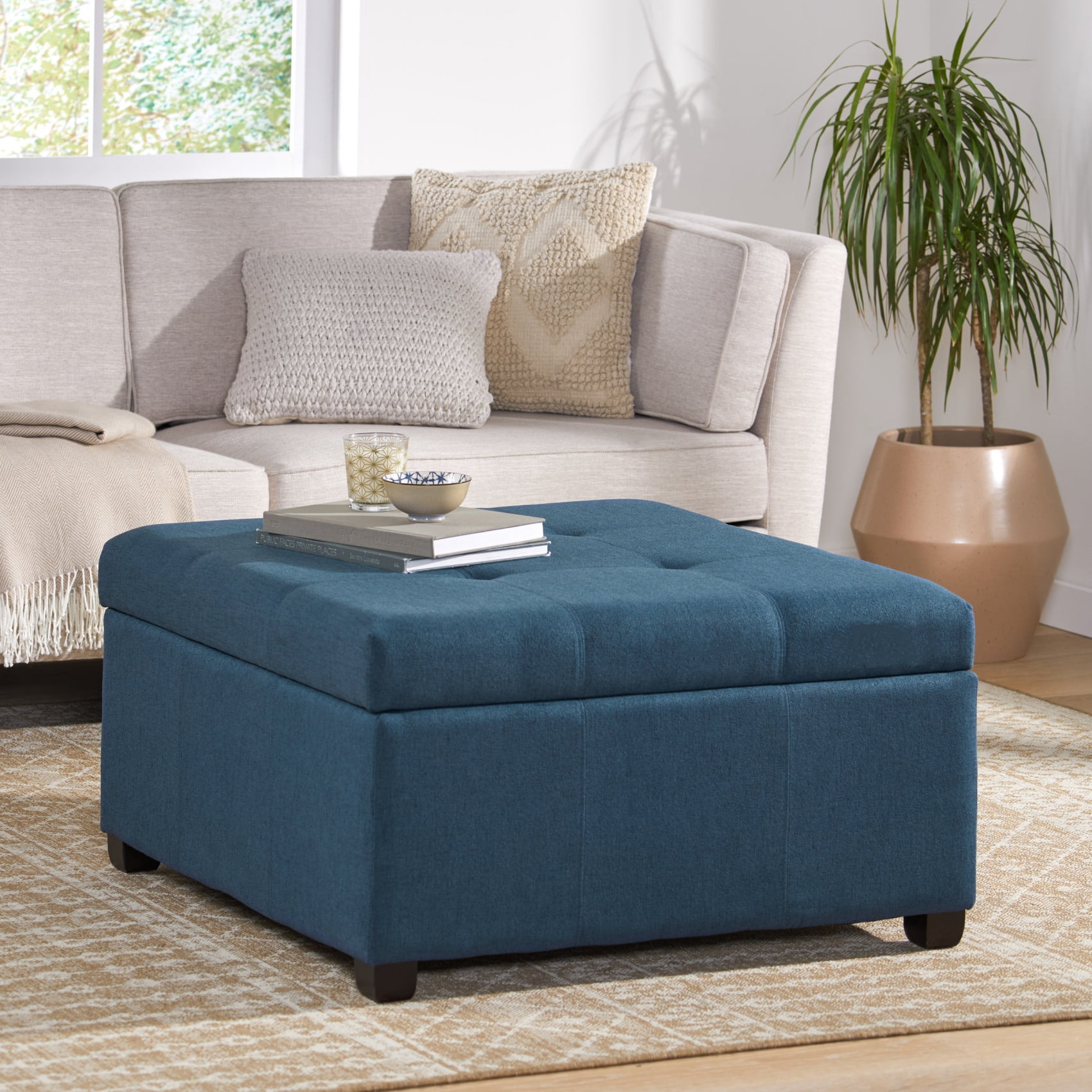 Modern Storage Ottoman, Upholstered Small Ottoman with Storage, Storage ...
