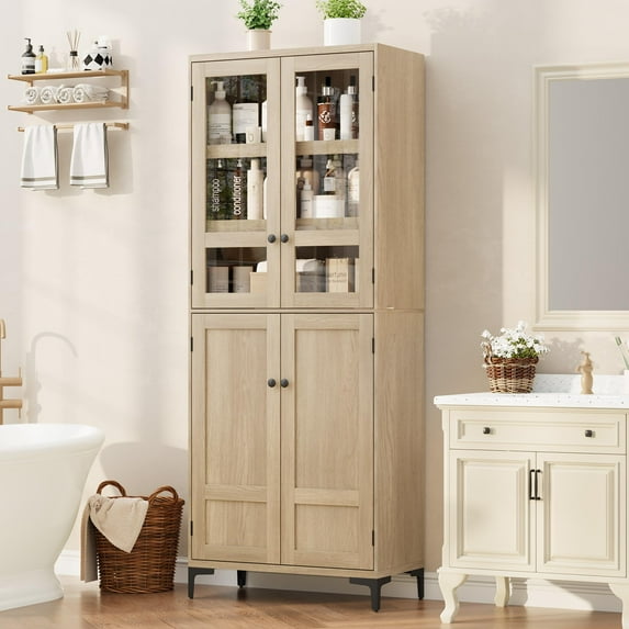 Modern Storage Solution: 71" 5-Tier Frosted Glass Cabinet | Versatile ...