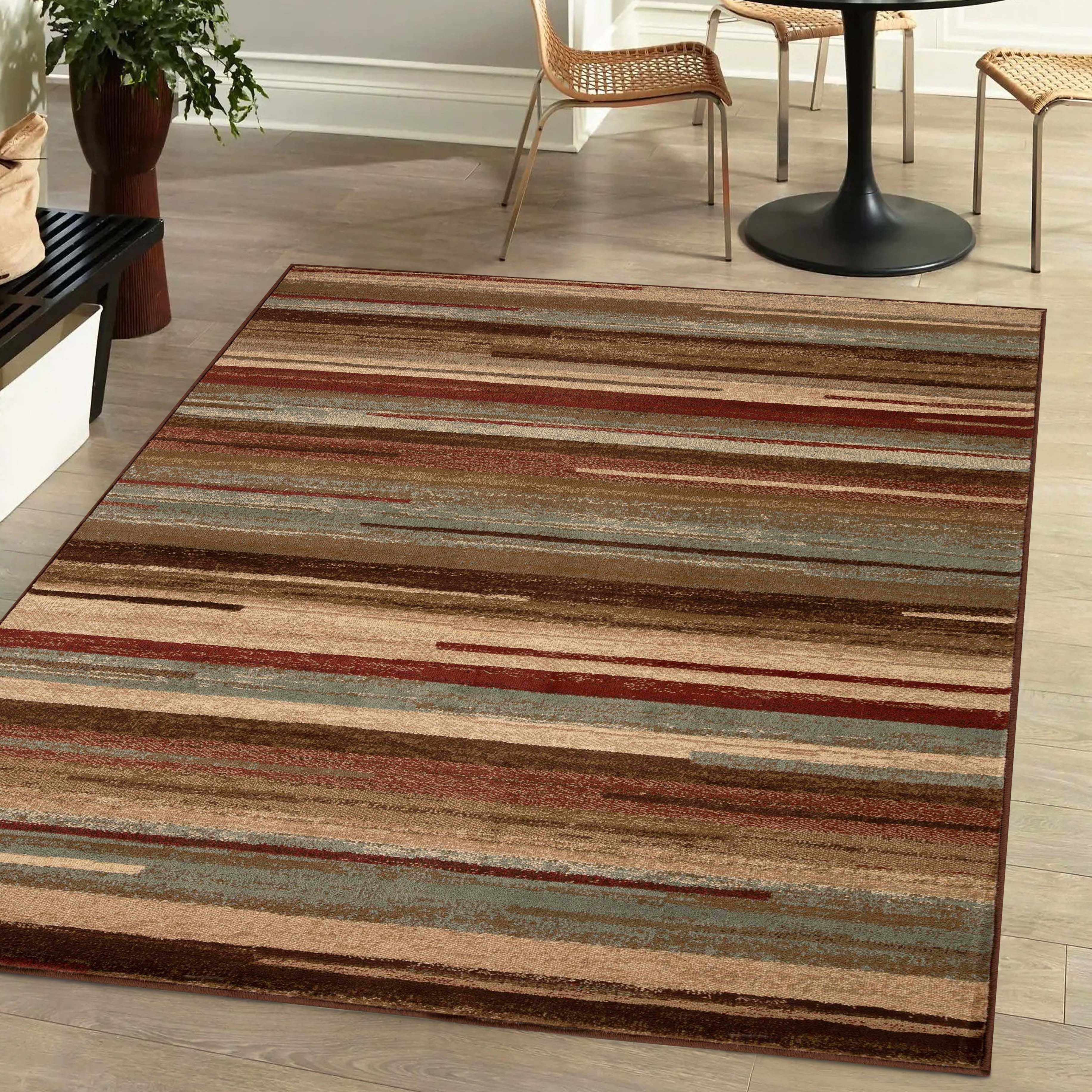 Modern Stripe Abstract Indoor Area Rug, 5' x 8', Maroon - Walmart.com