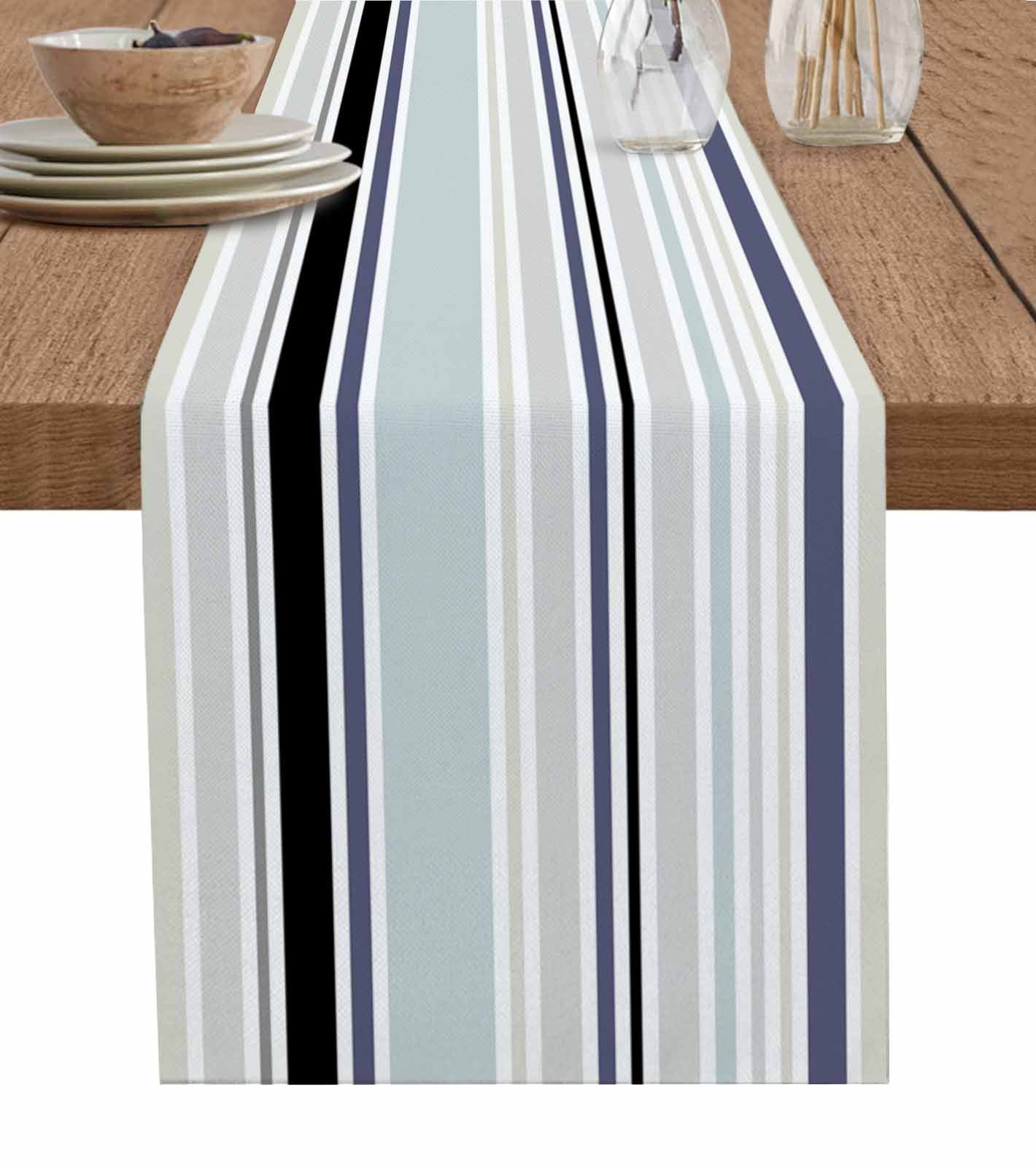 Modern Stripes Table Runner 72 Inches, Multicolors Geometric Minimalist ...