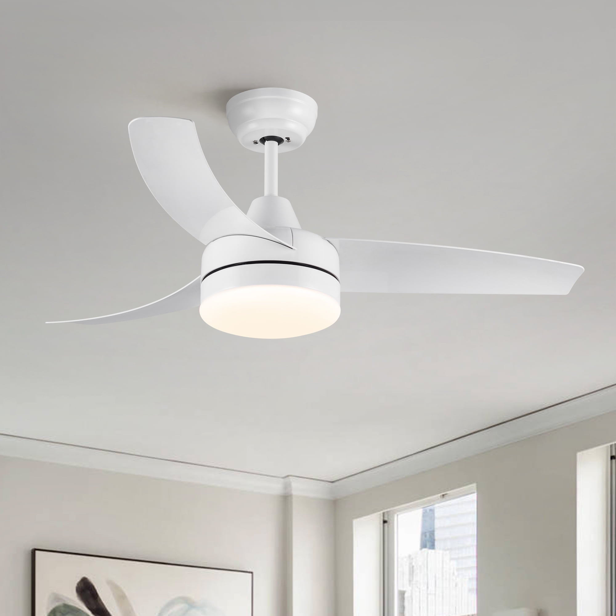 Modern Style 42 Inch Integrated LED Ceiling Fan with White ABS Blade ...