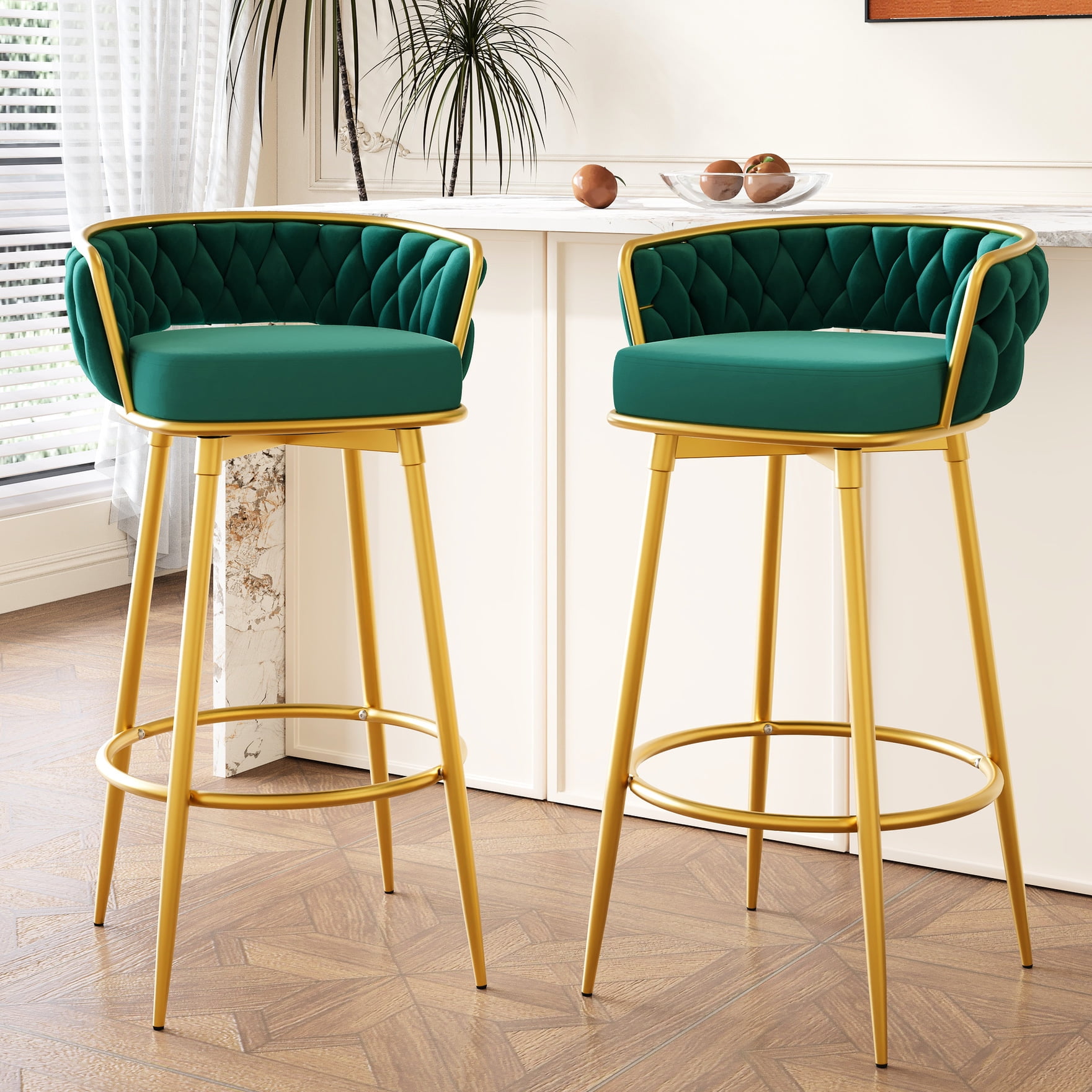 Modern Style Bar Stools | 180° Swivel for Casual Lounging | Metal Frame ...