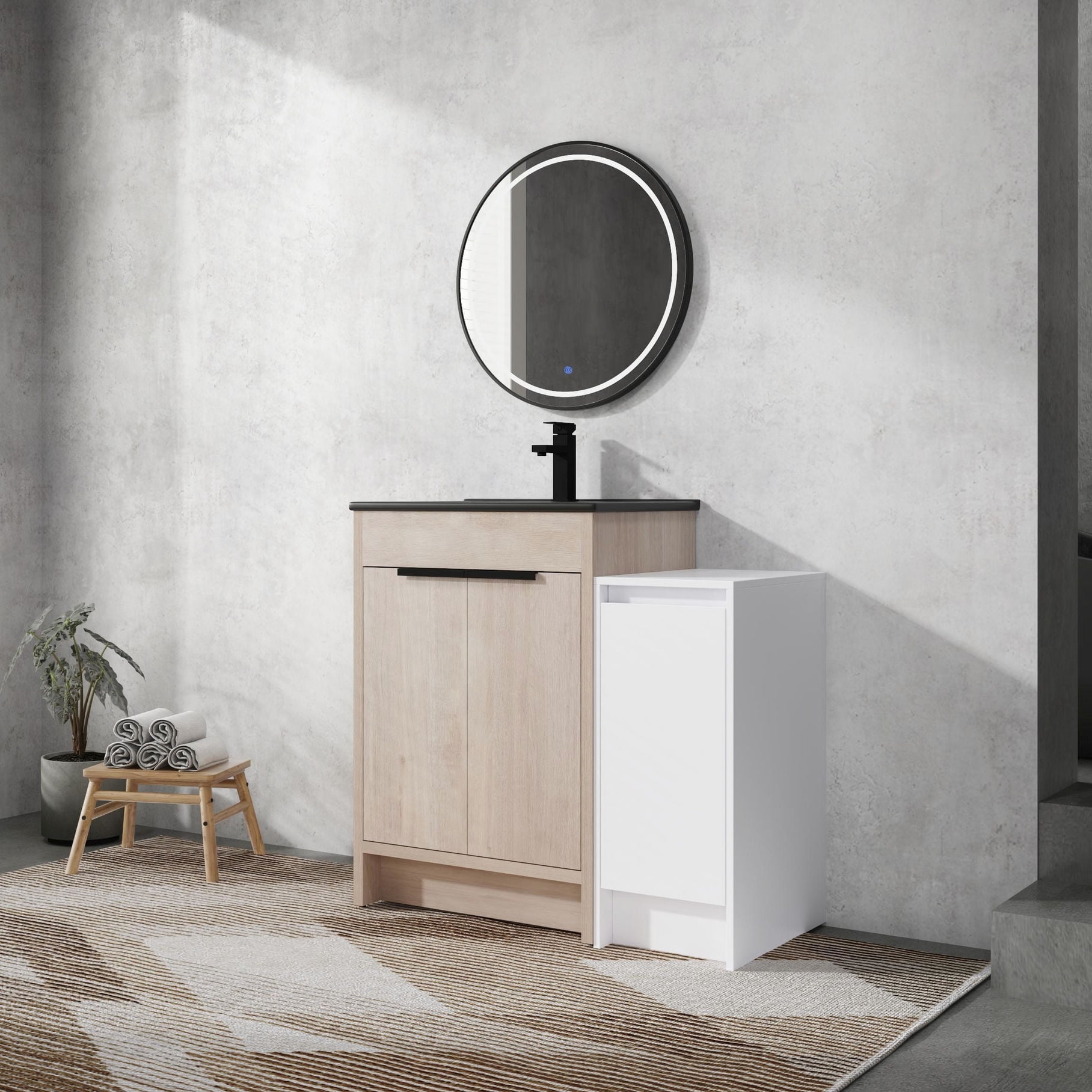 Modern Style Bathroom Vanity+Integrated Design of Cabinet and Basin ...