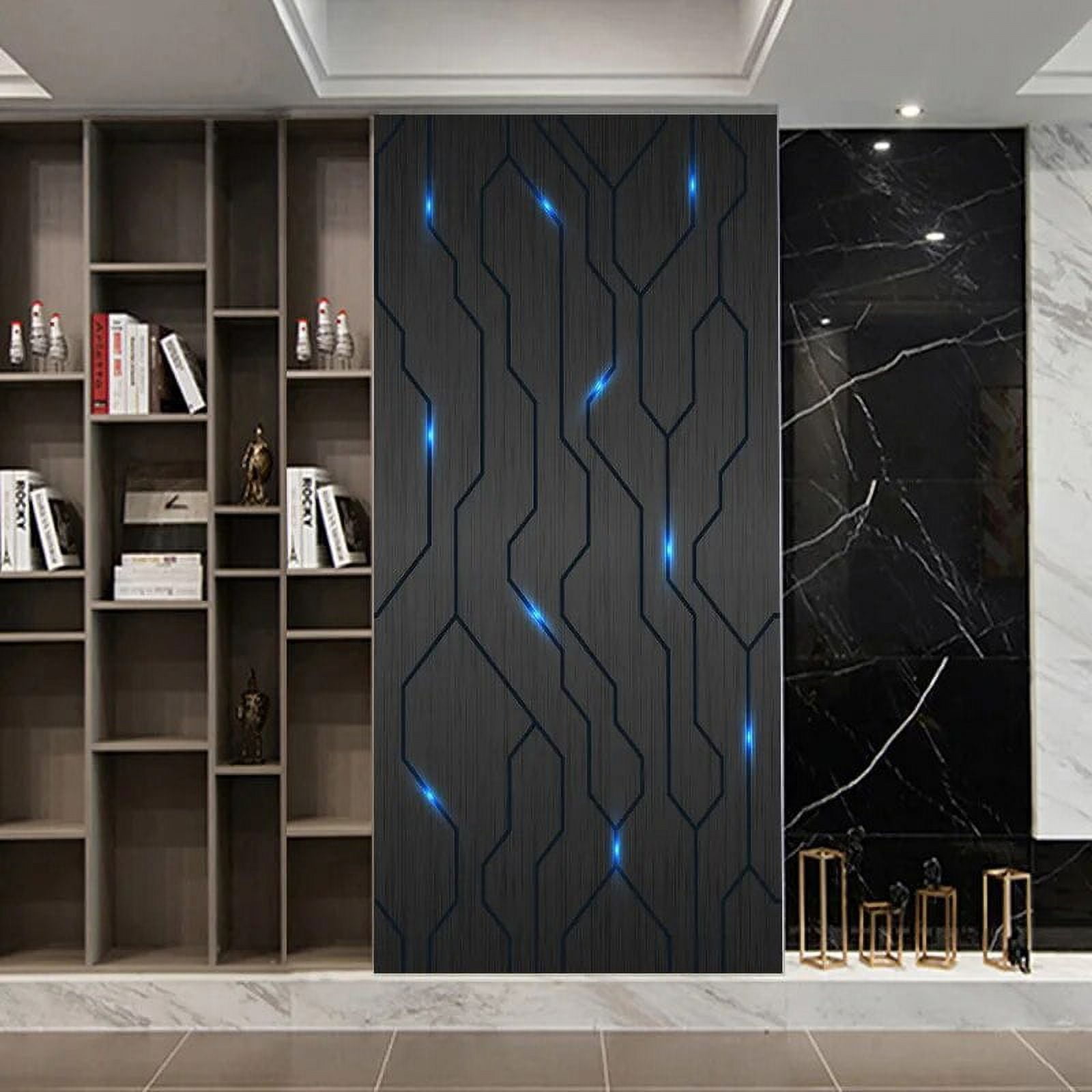 Modern Style Black Geometric 3D Door Wallpaper Sticker Adhesive PVC ...