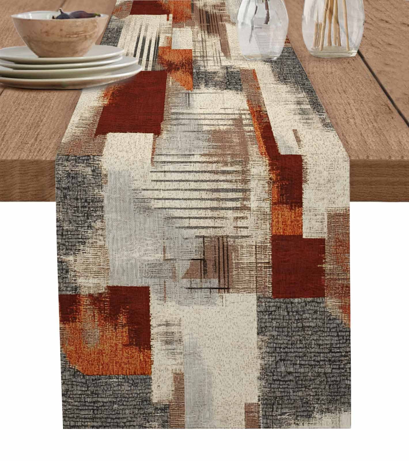Modern Style Burlap Cotton Table Runner 13x36 Inches Short, Retro ...