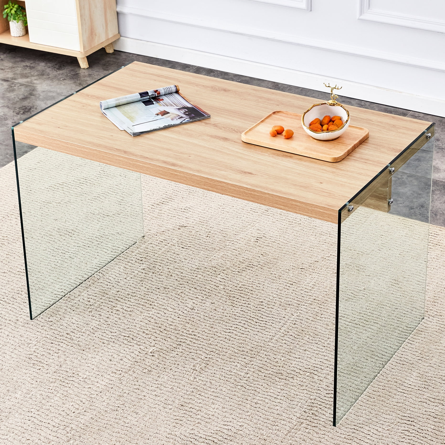 Modern Style Coffee Table With Top And Transparent Tempered Glass Sides ...