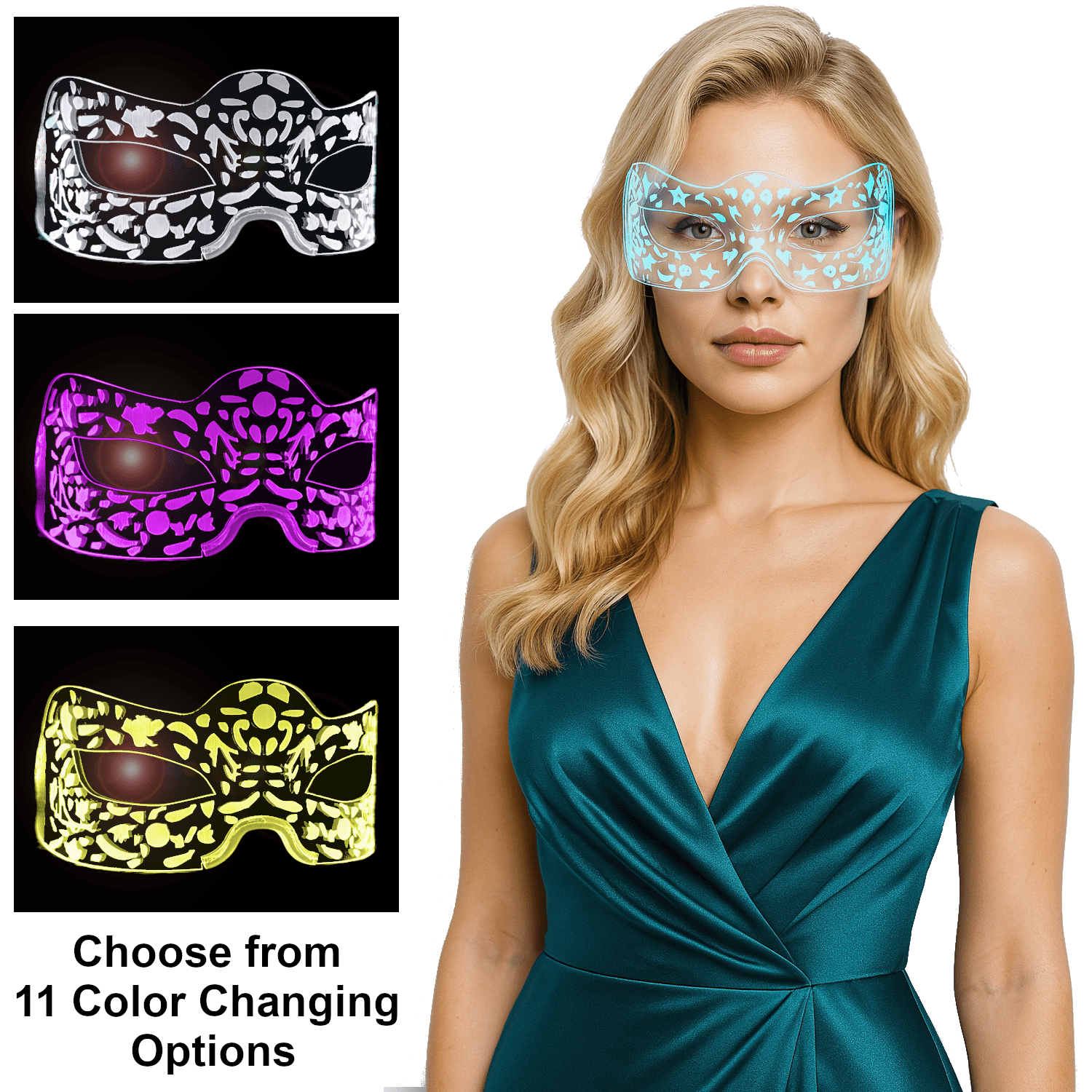 Modern Style Color Changing LED Masquerade Mask Light Up Luminous Visor ...
