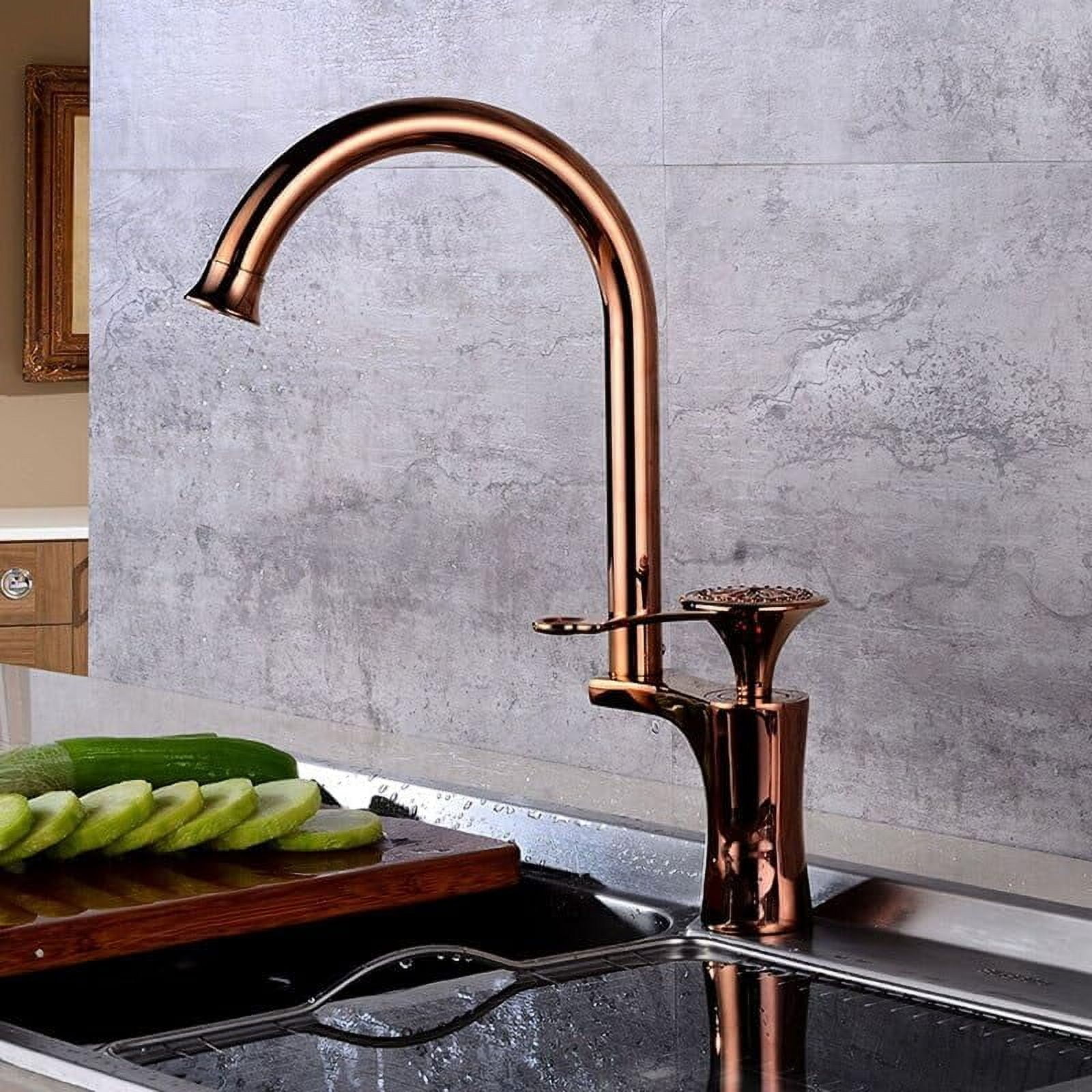 Modern Style Copper Kitchen Faucet Cold and Hot Water Tap Single Handle ...