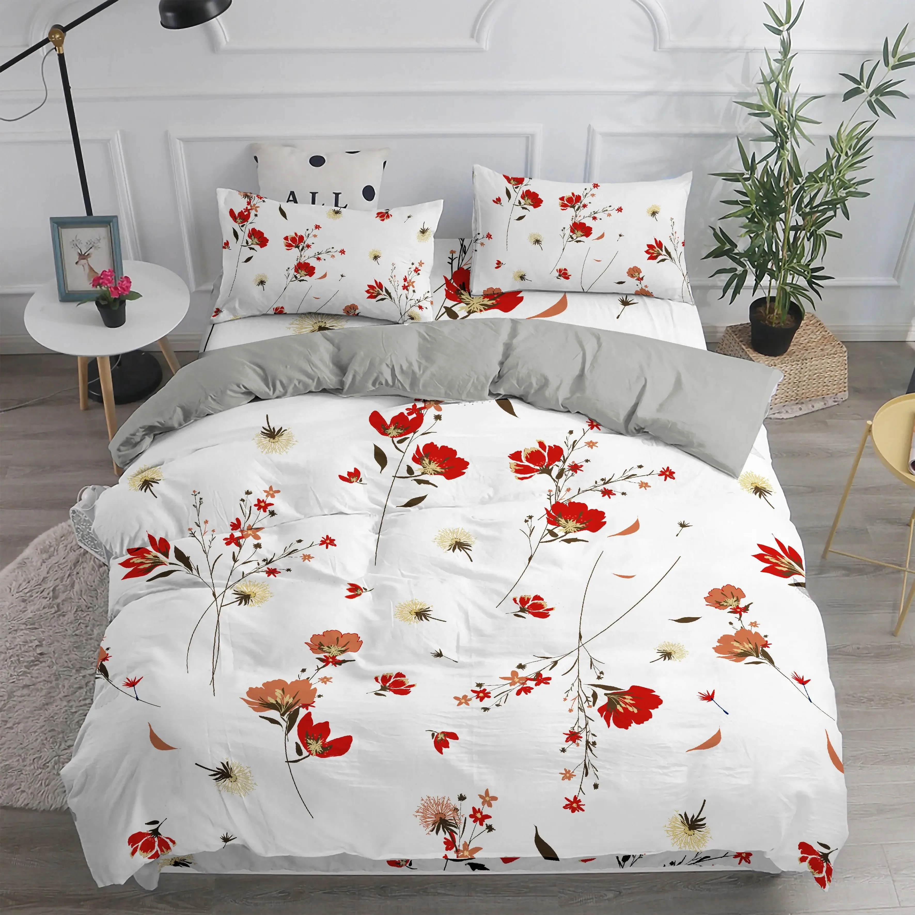 Modern Style Daisy Flower Bed Set Double Large King Size Bedding Set ...