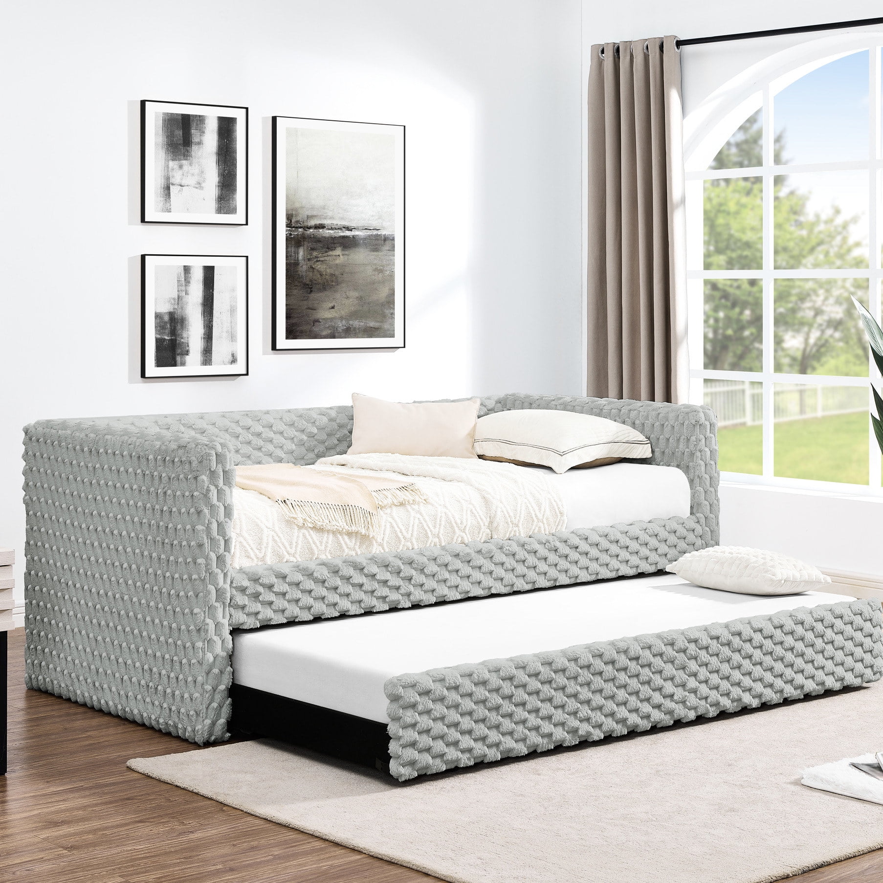 Modern Style | Dark Grey Pull-out Twin Daybed, Ideal for Entertainment ...
