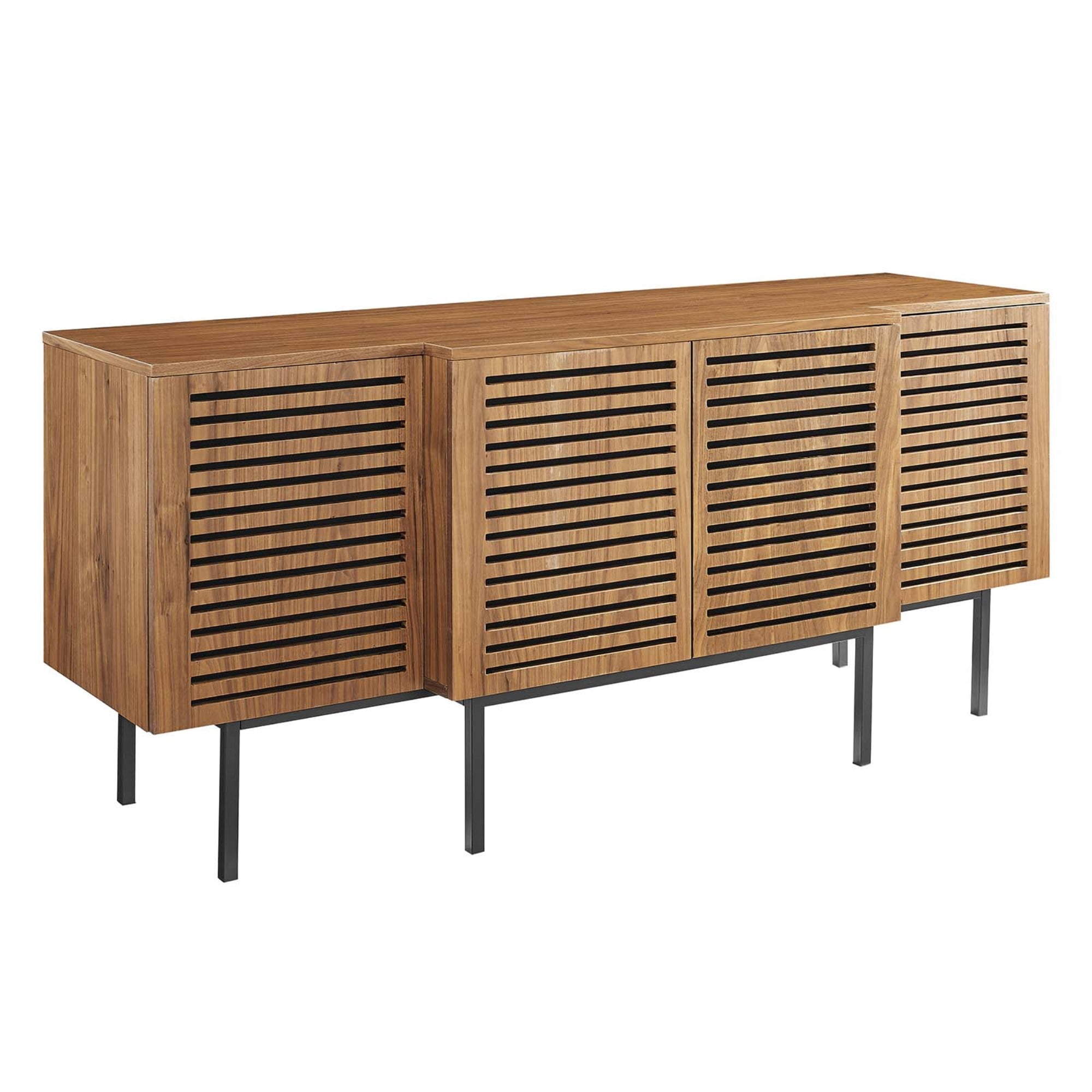 Modern Style Ergode Sideboard | Slatted Design | MDF & Walnut Veneer ...