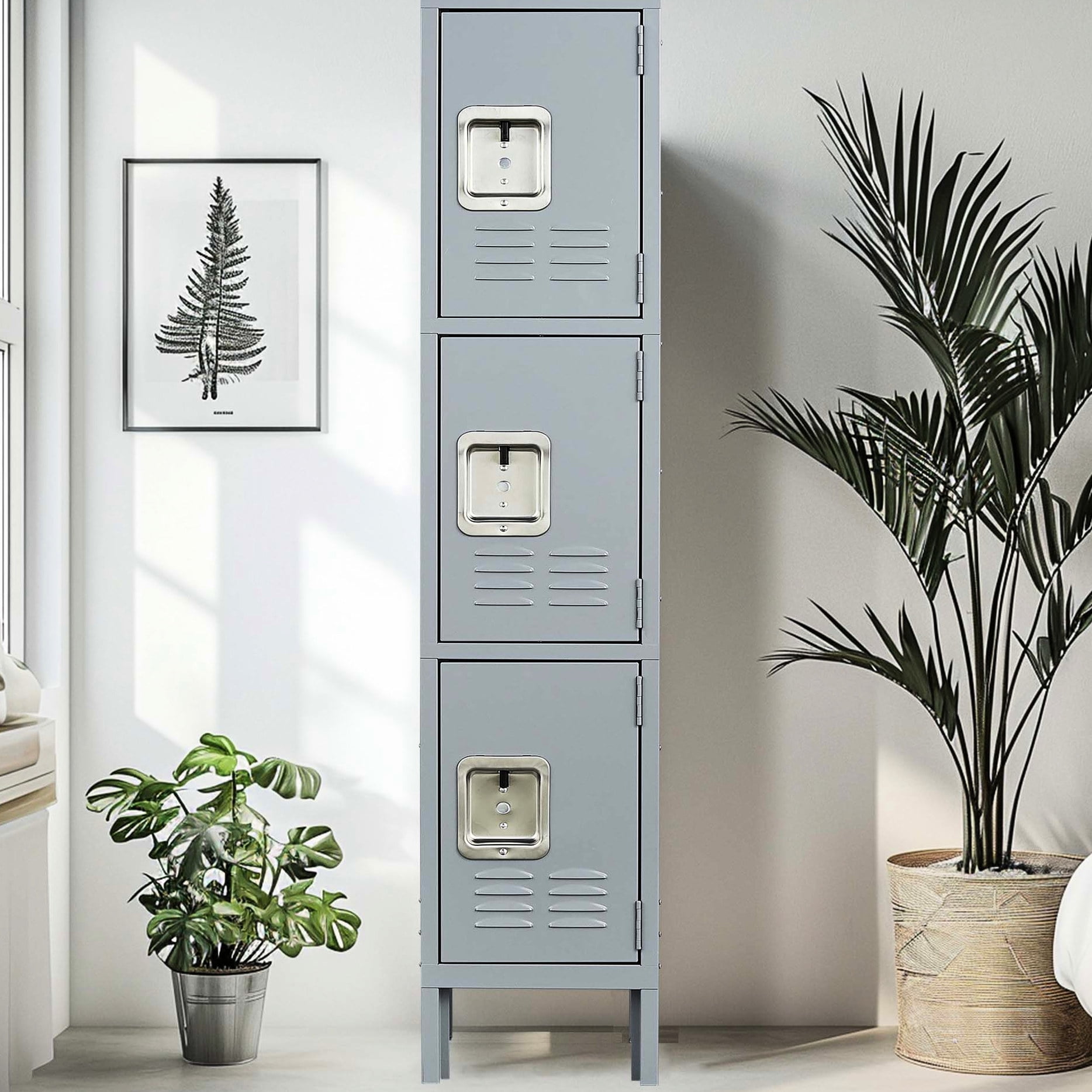 Modern Style Gray Metal Locker for Safe Storage in Gym Bedroom Porch ...