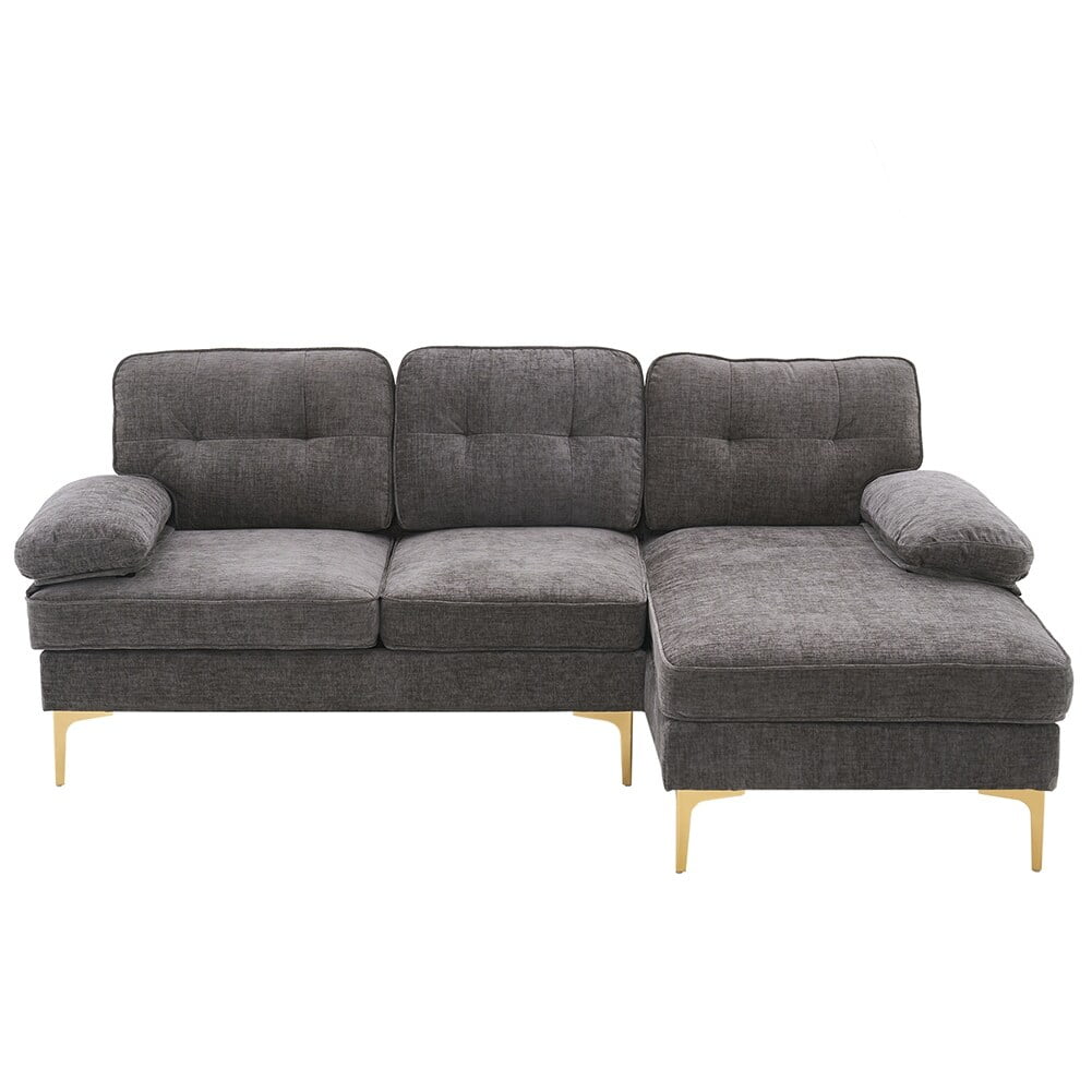 Modern Style L-shaped Modular Sofa with Metal Legs Dark Gray - Walmart.com