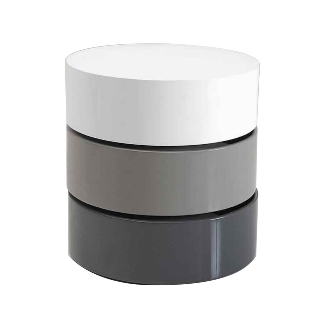 Modern Style Metal End Table with Three Adjoined Spaces, White and Gray ...