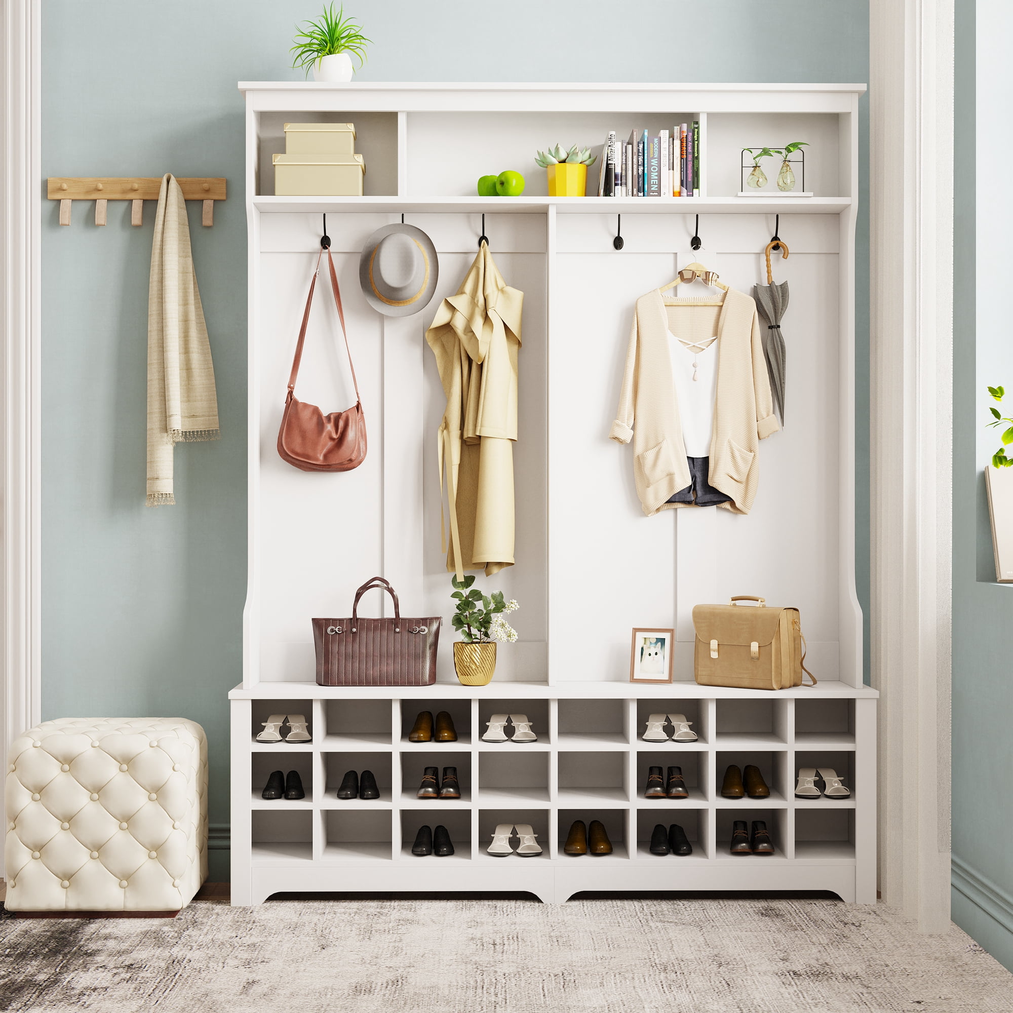 Modern Style Multiple Functions Hallway Coat Rack with Metal Black ...