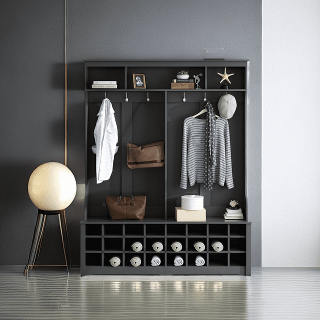 Modern Style Multiple Functions Hallway Coat Rack with Metal Black ...