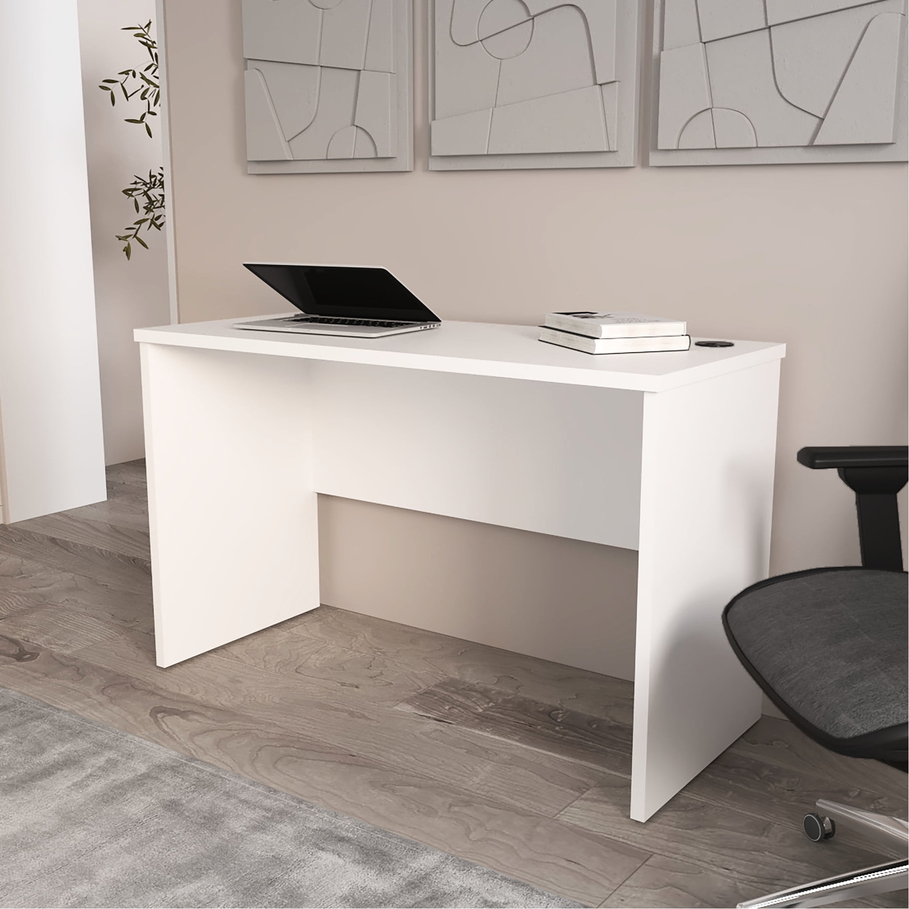 Rectangular Desk for Home Office | Workspace with Cable Grommets and ...